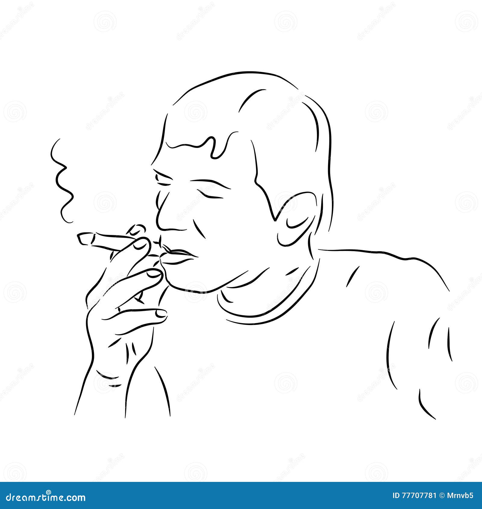 Smoking man. stock vector. Illustration of people, face - 77707781