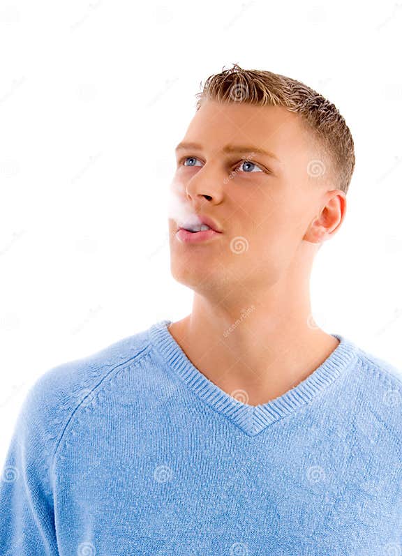 Smoking - Man with Smoke Enjoying Cigarette Stock Photo - Image of ...