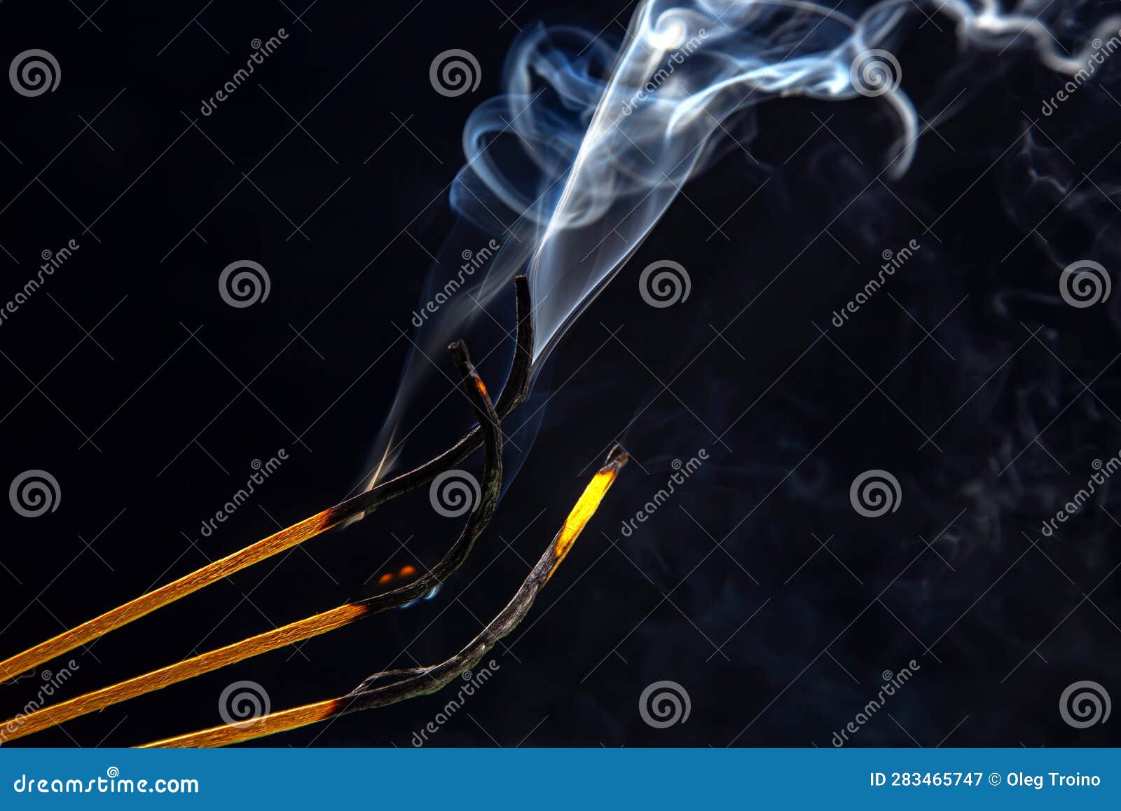 Smoking Match on a Black Background. Heat and Light from Fire Flame ...