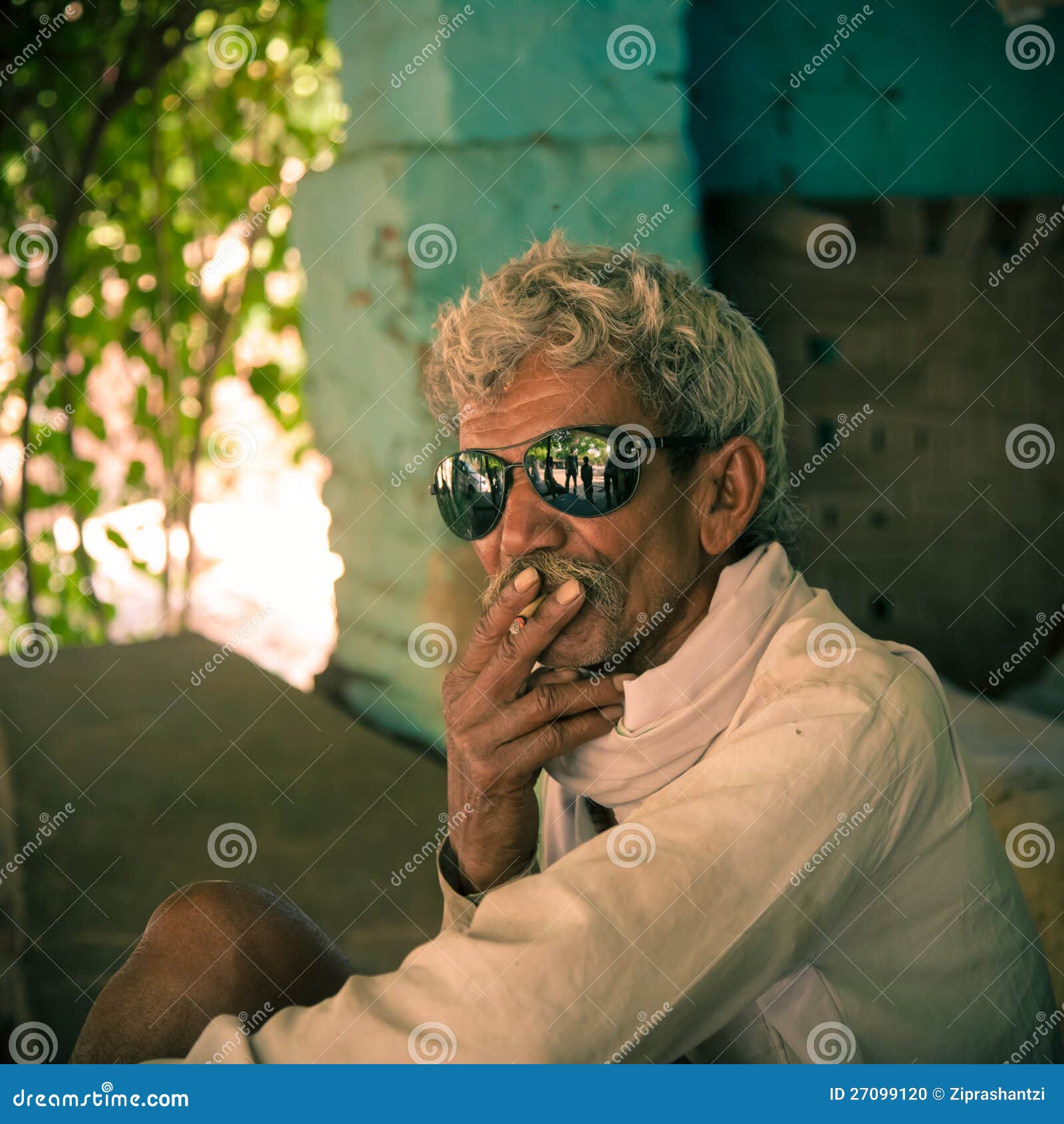 Indian Villager Man while Smoking with a Rural Bidi Along with Intense ...