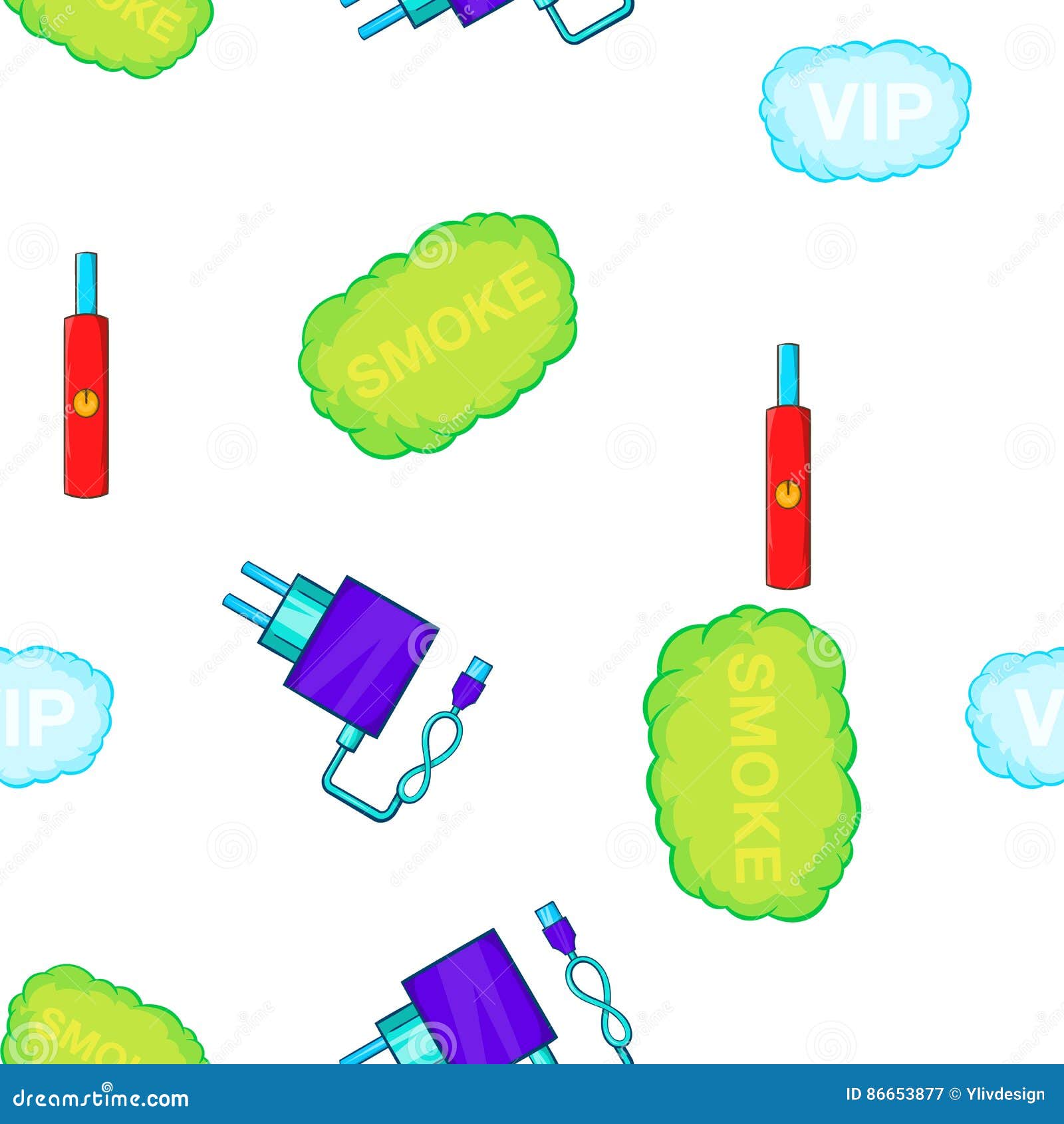 Smoking Pattern, Cartoon Style Stock Vector - Illustration of battery ...