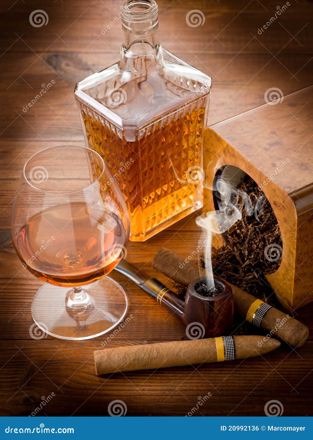 Smoking Pipe Cuban Cigar and Liquor Stock Photo - Image of manager ...