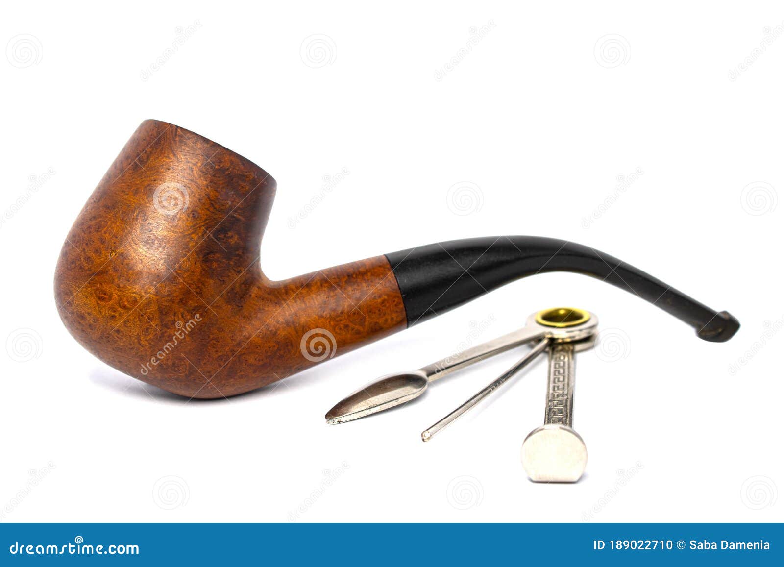 Smoking Pipe with Czech Tool on a White Background Stock Photo - Image ...
