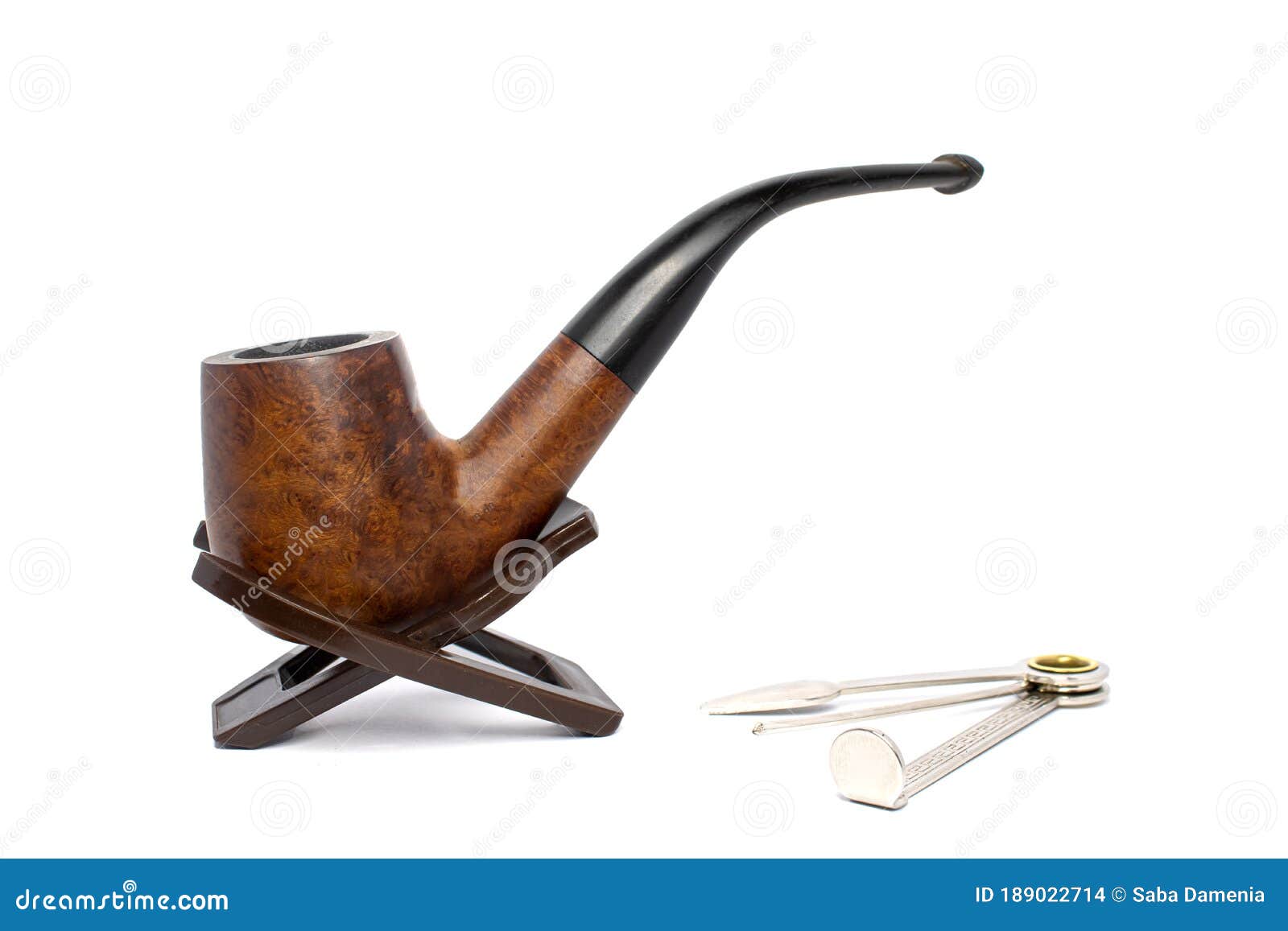 Smoking Pipe with Czech Tool on a White Background Stock Photo - Image ...