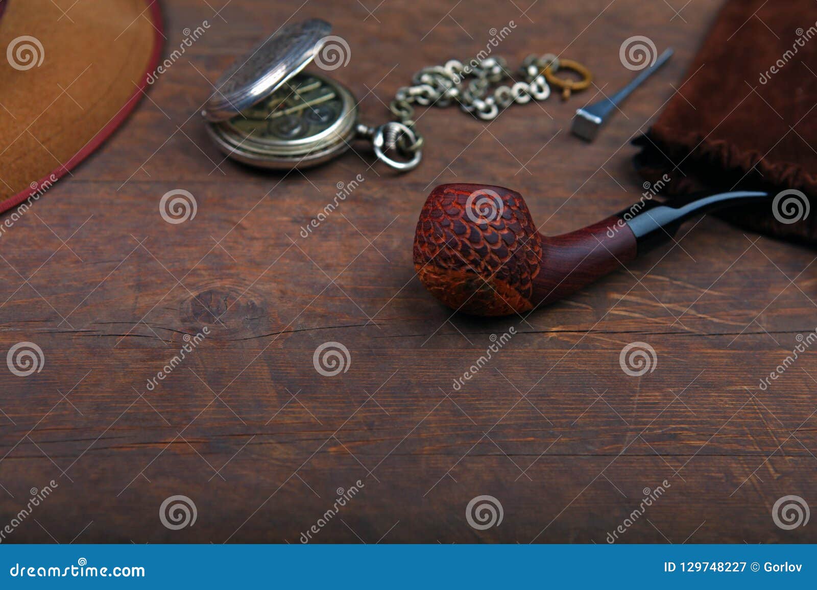 Smoking Pipe Hat Clock Wooden Sharp Table Stock Image - Image of proof ...