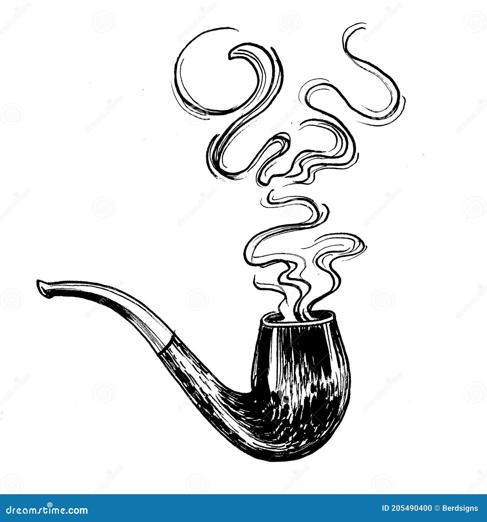 Smoking pipe stock illustration. Illustration of smoking - 205490400