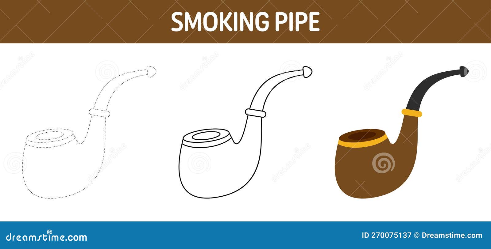 Smoking Pipe Tracing and Coloring Worksheet for Kids Stock Vector ...