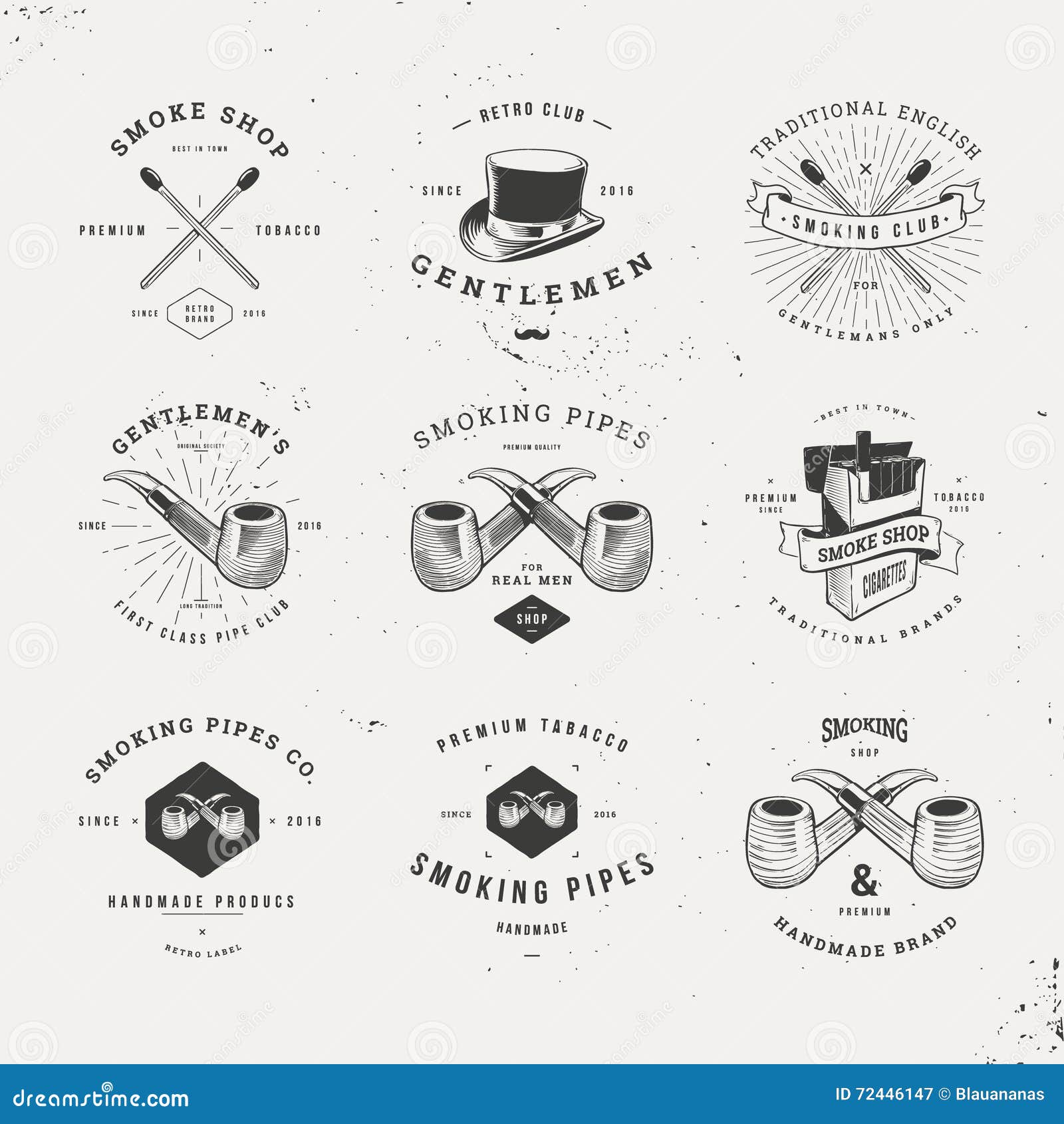 Smoking pipes logo set stock vector. Illustration of graphic - 72446147