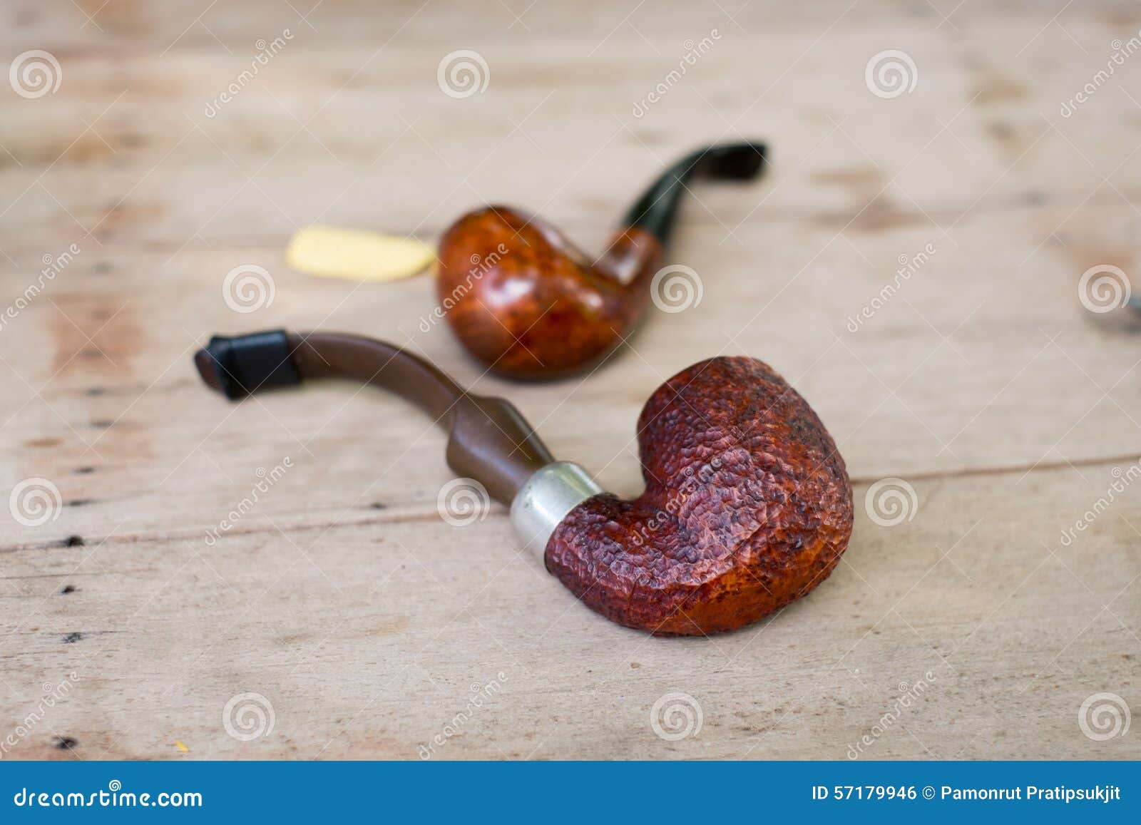 Smoking Pipes on the Wood Table , Close Up Stock Photo - Image of heap ...
