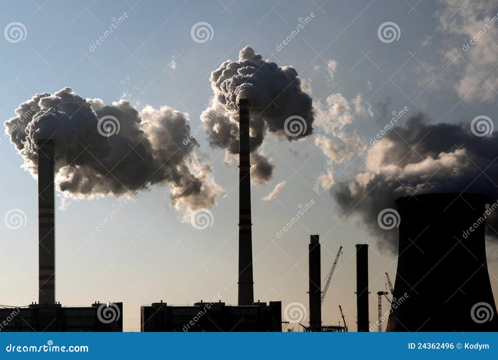 Smoking Power Plant Against the Sun Stock Photo - Image of climate ...