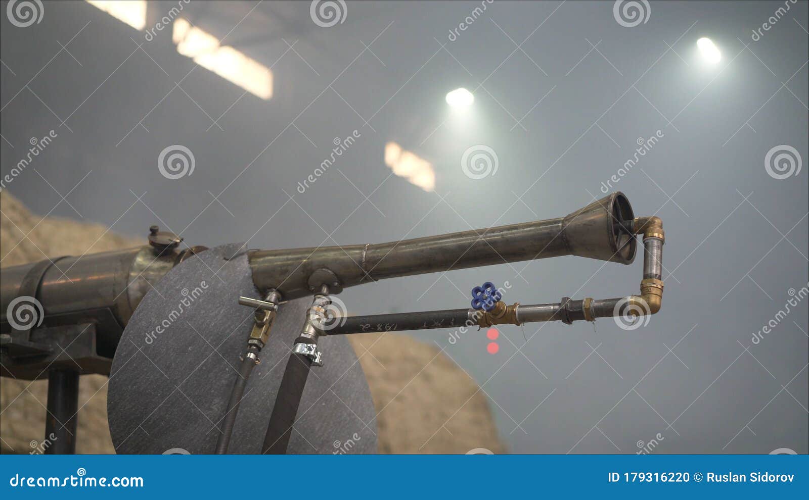 The Smoking Process in a Special Pipe at the Factory. Smoke Inside the ...