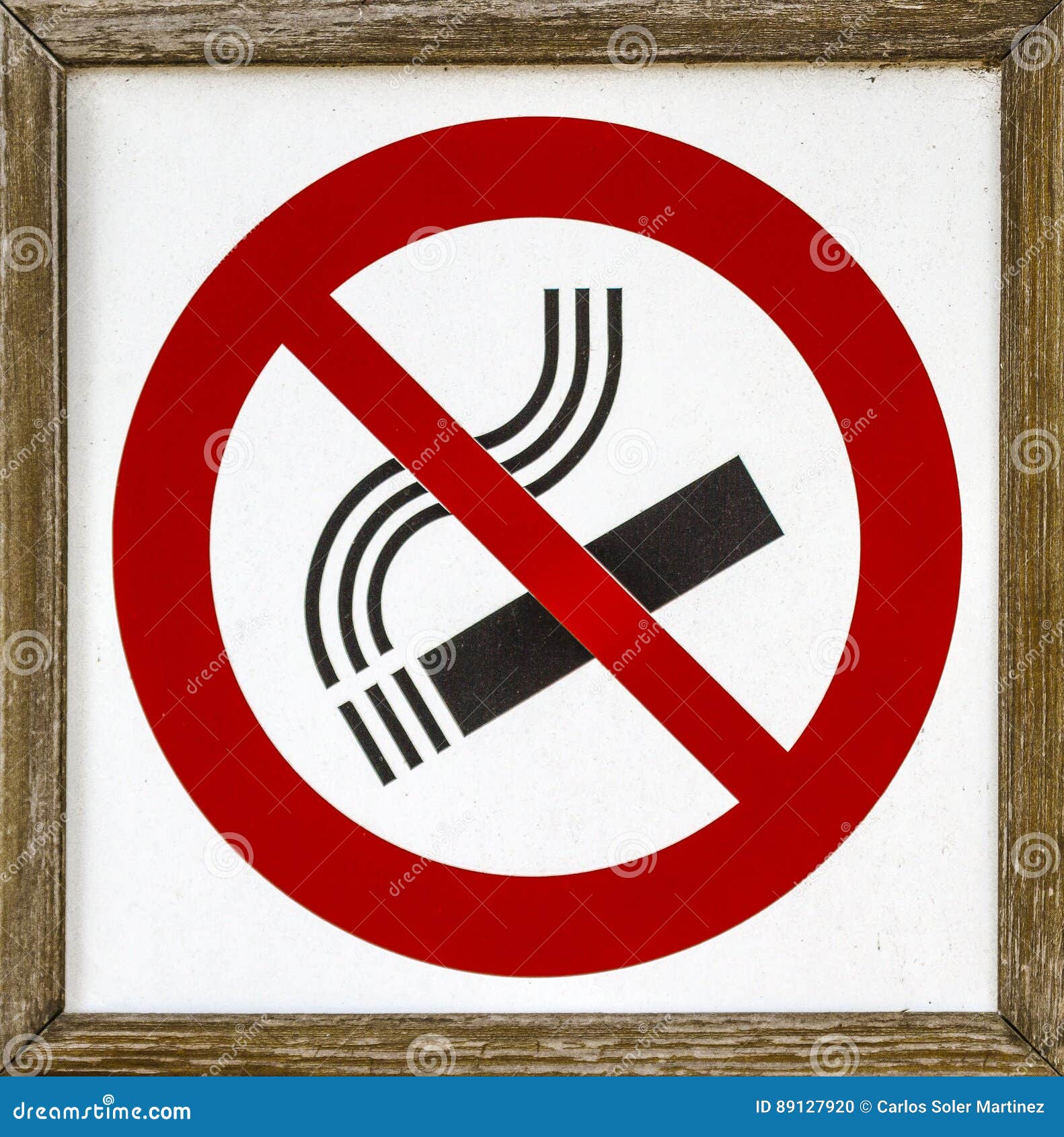 Smoking Prohibited Sign, Framed in Wood Stock Photo - Image of ...