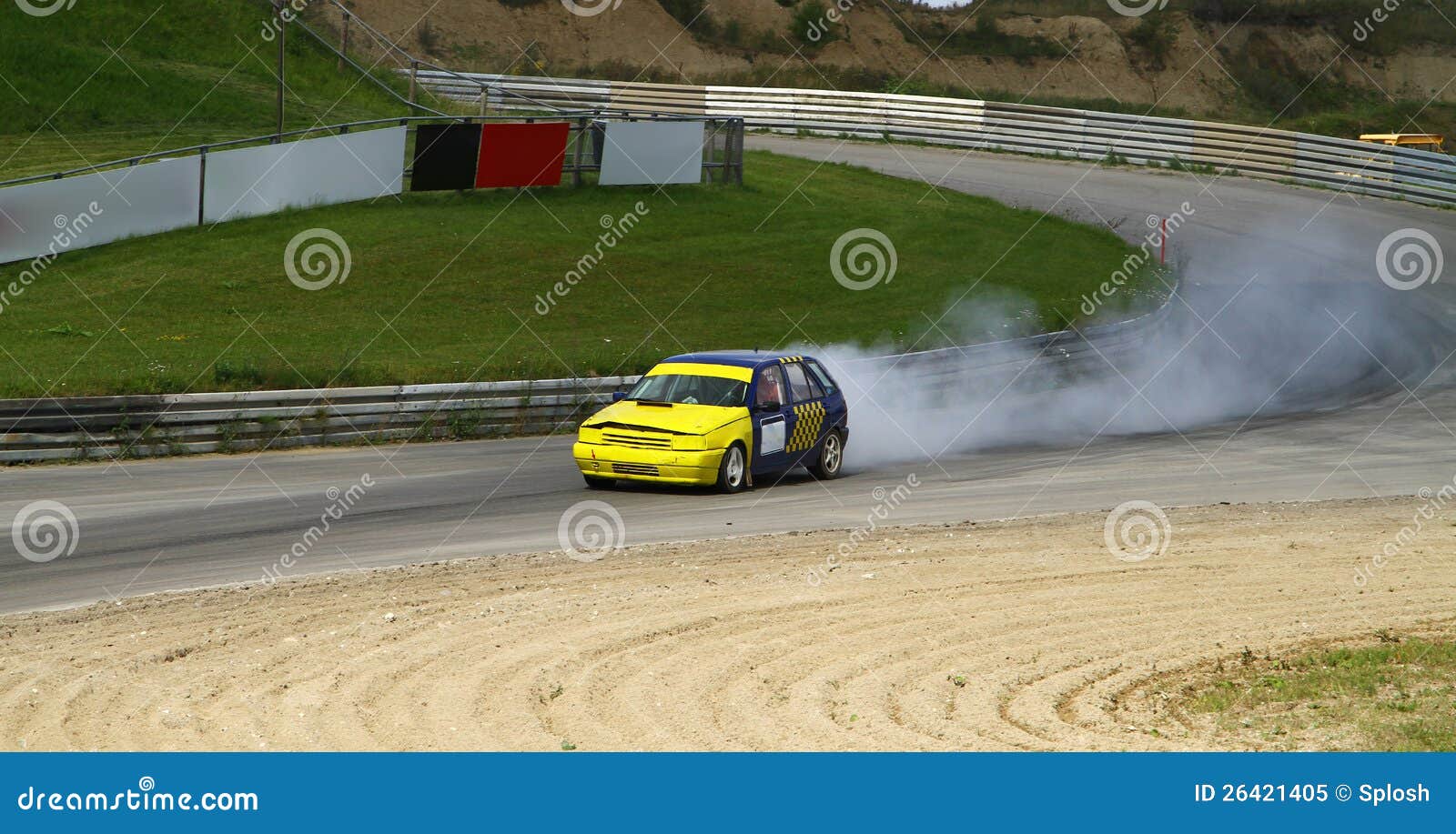 Smoking racecar stock image. Image of event, path, race - 26421405