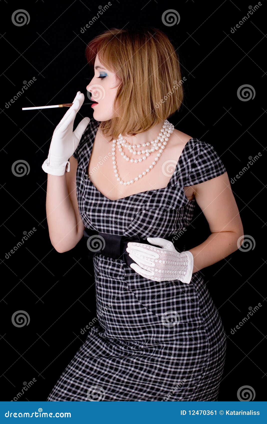 Smoking retro glamour stock image. Image of female, boredom - 12470361