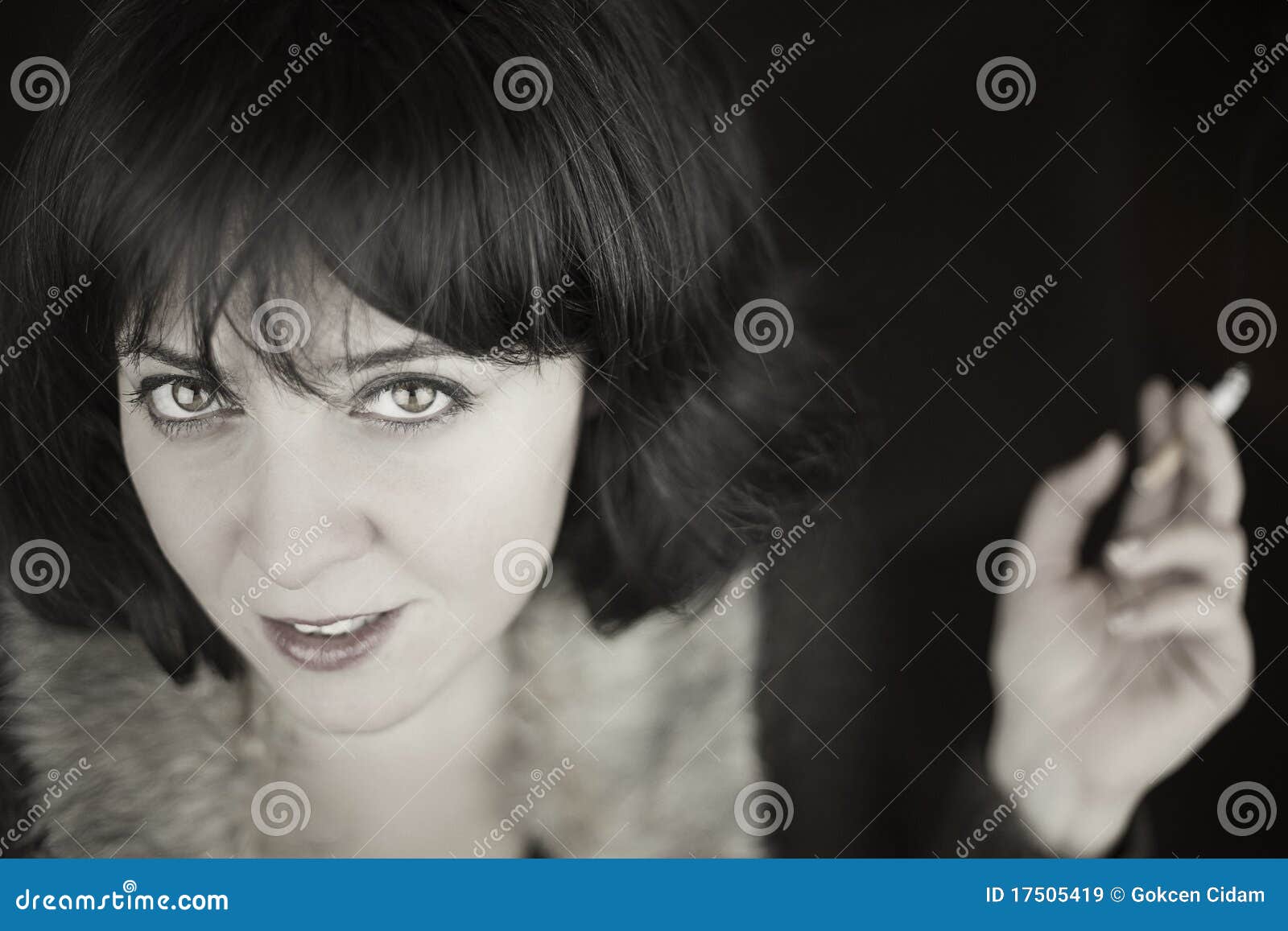 Smoking Retro Woman. stock image. Image of smoke, portrait - 17505419