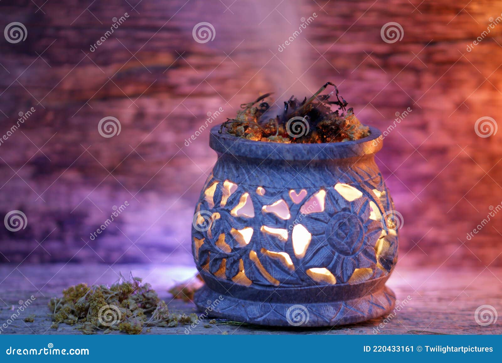 Smoking Ritual with Resins and Herbs in the Night Stock Image - Image ...