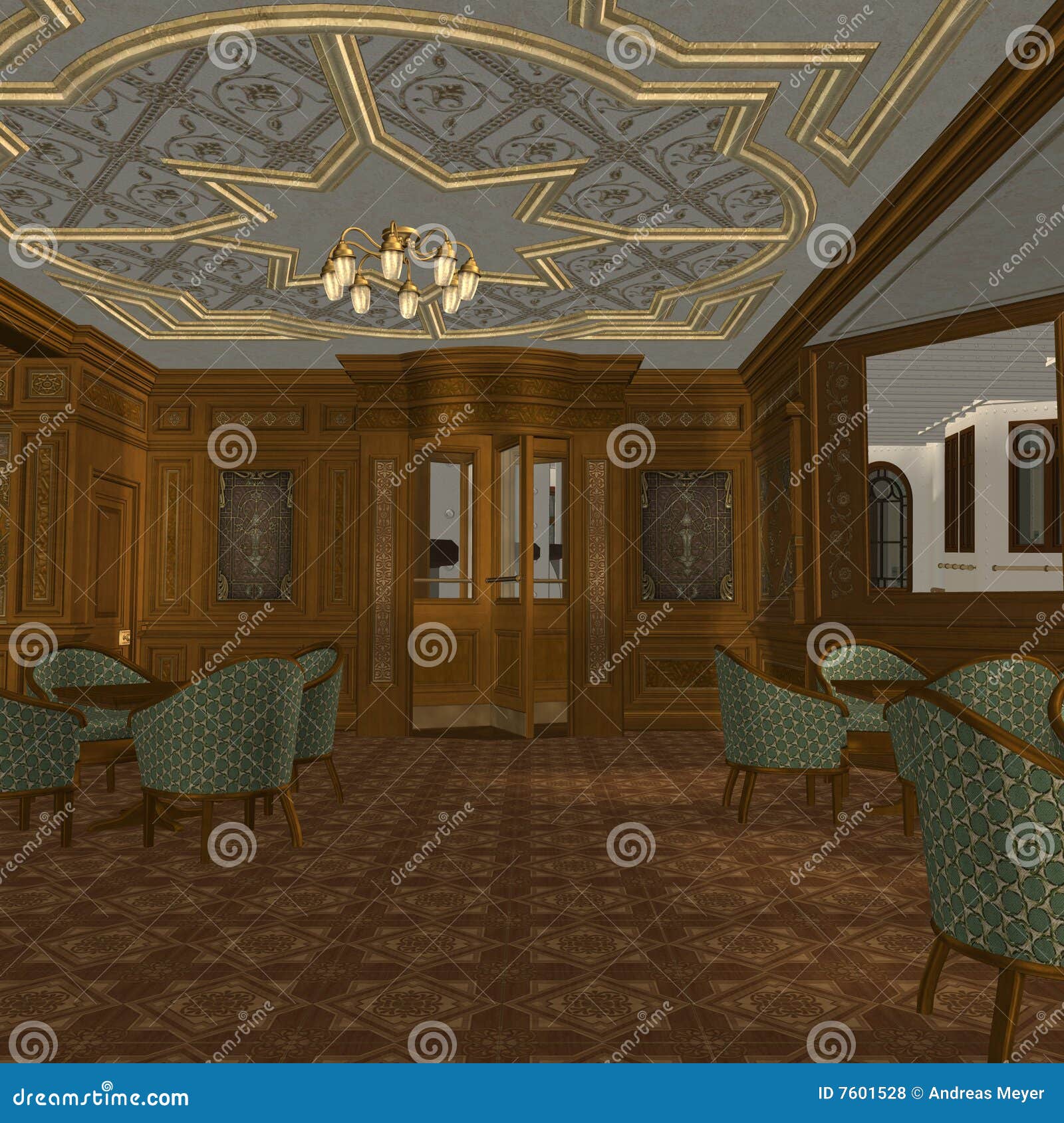 Smoking Room on a Old Luxury Ship Stock Illustration - Illustration of ...