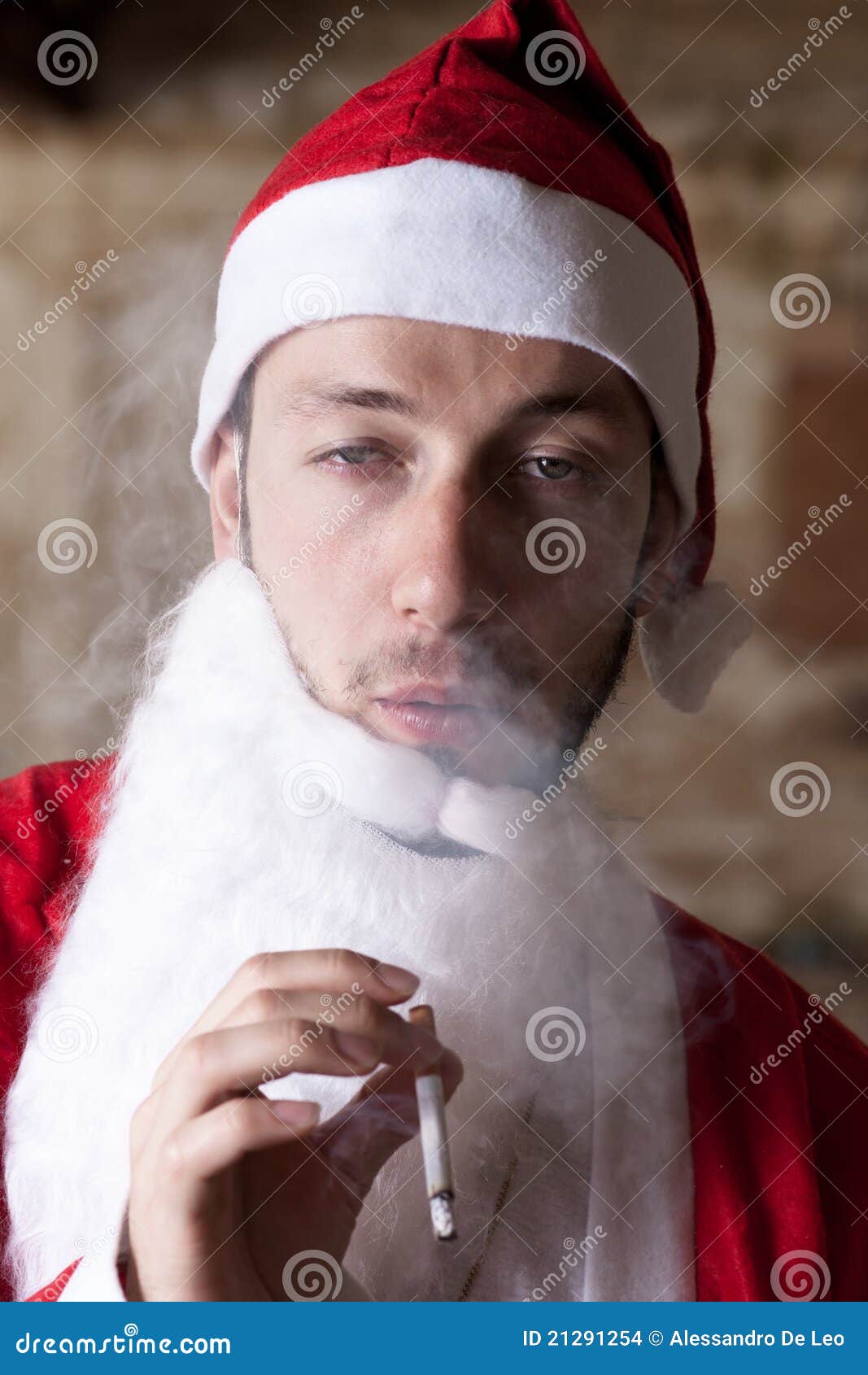 Smoking Santa stock photo. Image of homeless, vagrant - 21291254