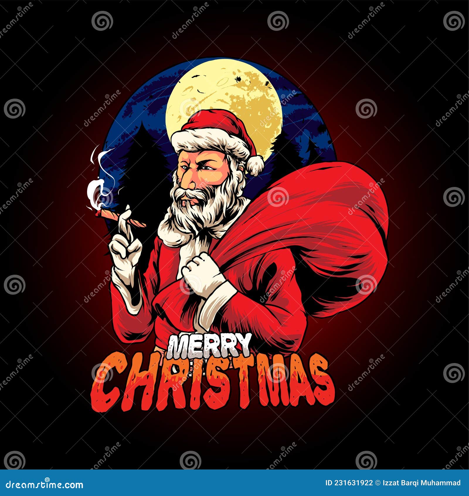 Smoking santa illustration stock vector. Illustration of winter - 231631922
