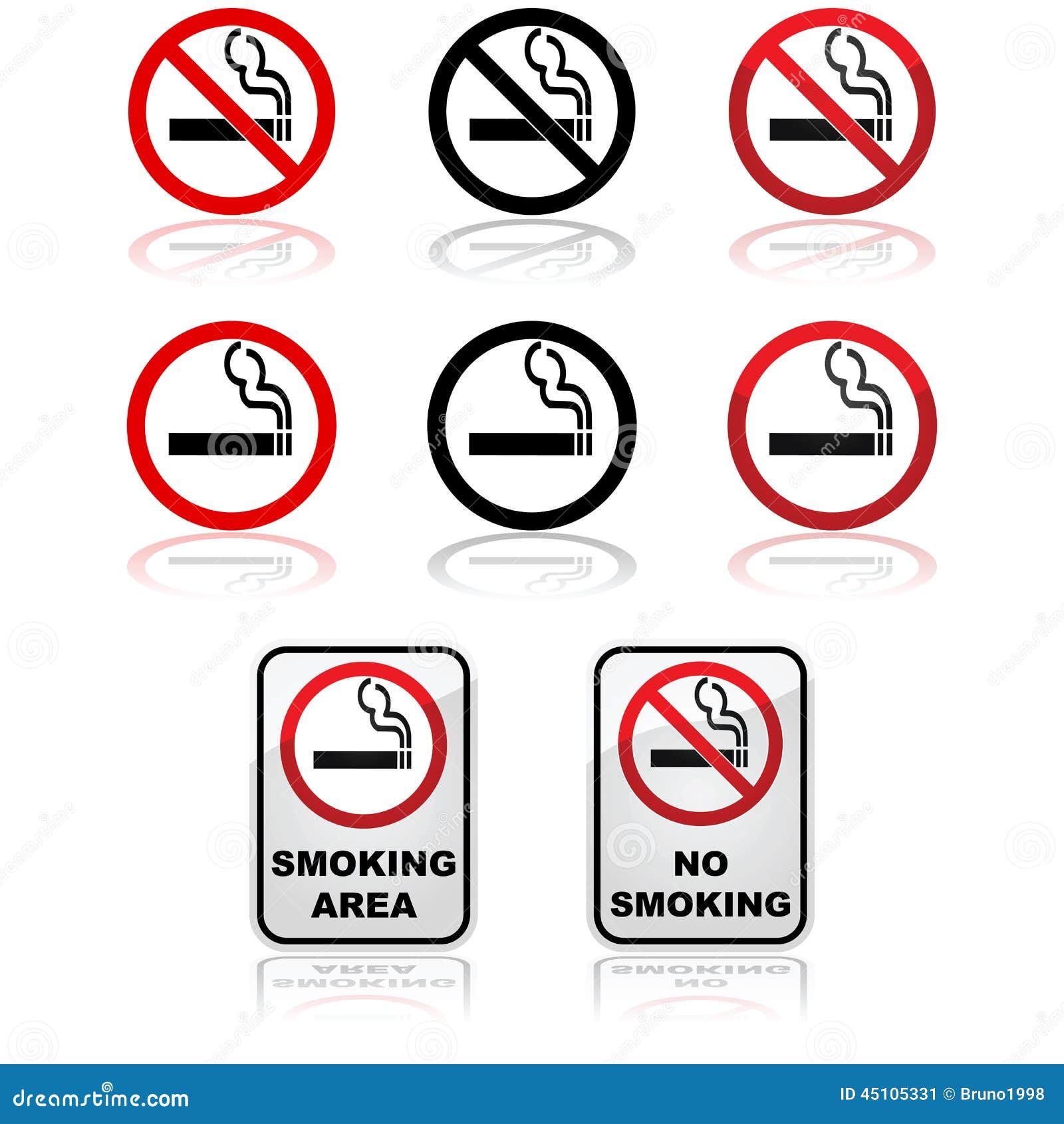 Smoking signs stock vector. Illustration of health, nicotine - 45105331