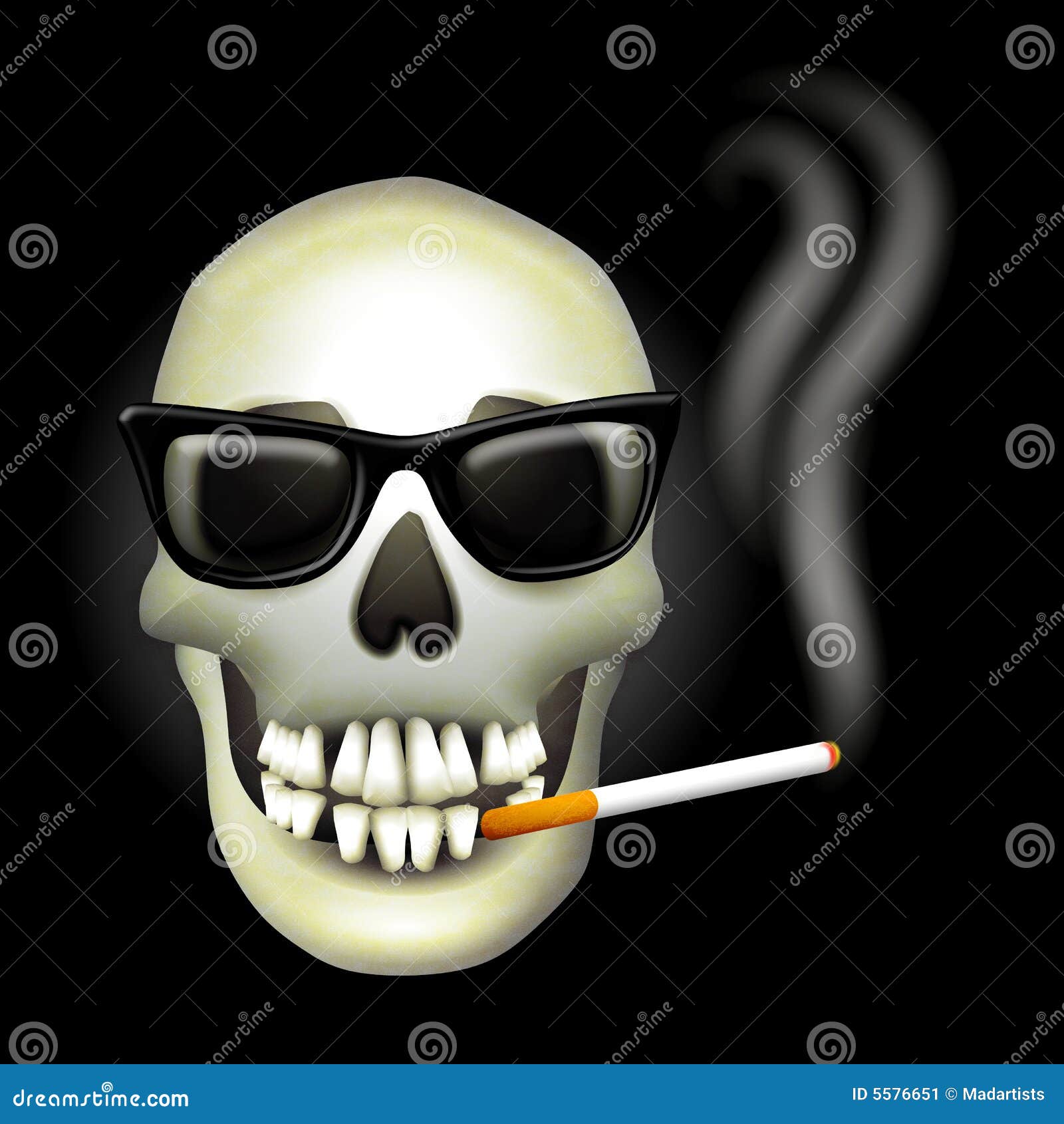 Smoking Skull Sunglasses stock illustration. Illustration of cigarettes ...