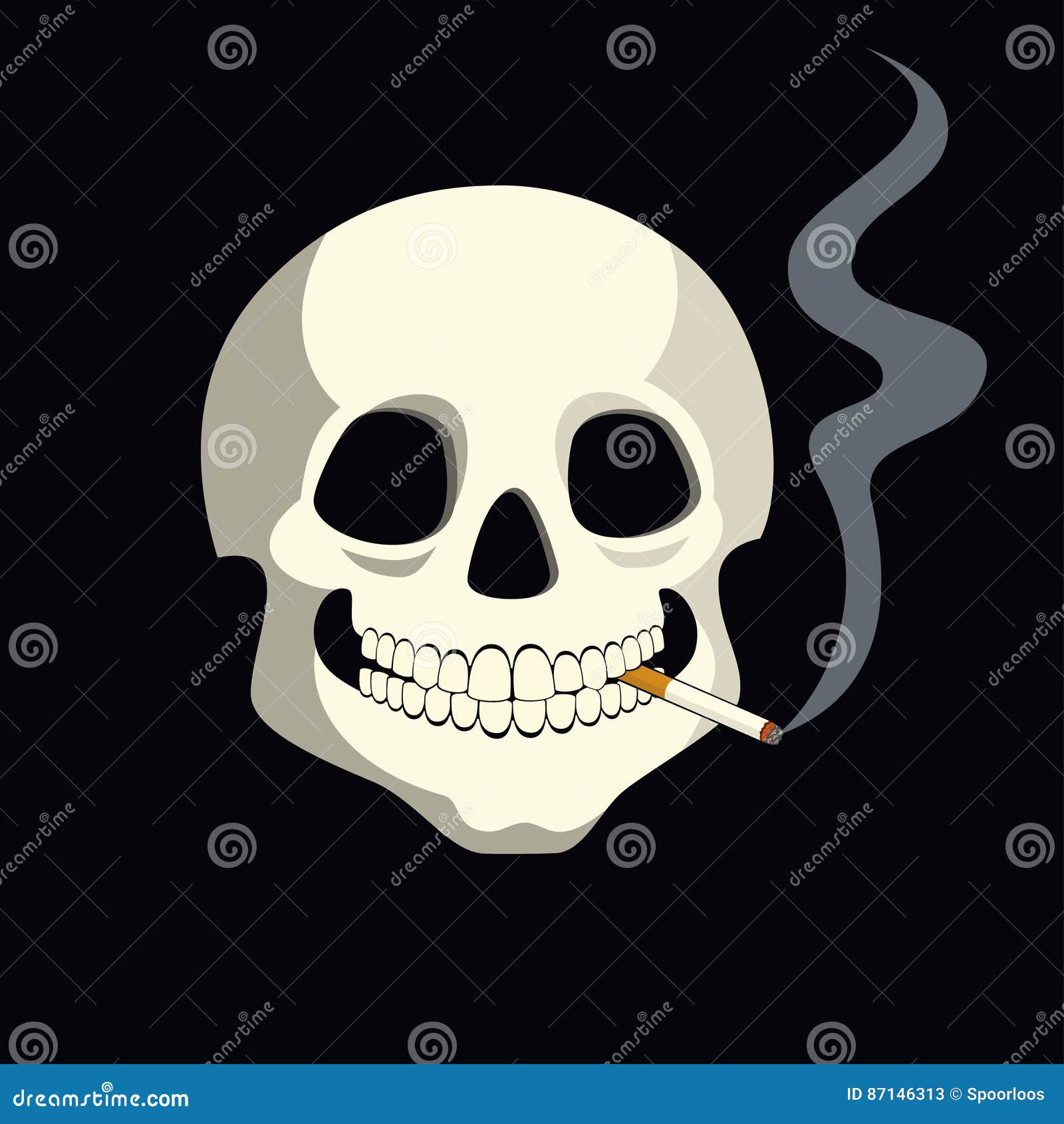 Smoking skull stock vector. Illustration of nicotine - 87146313