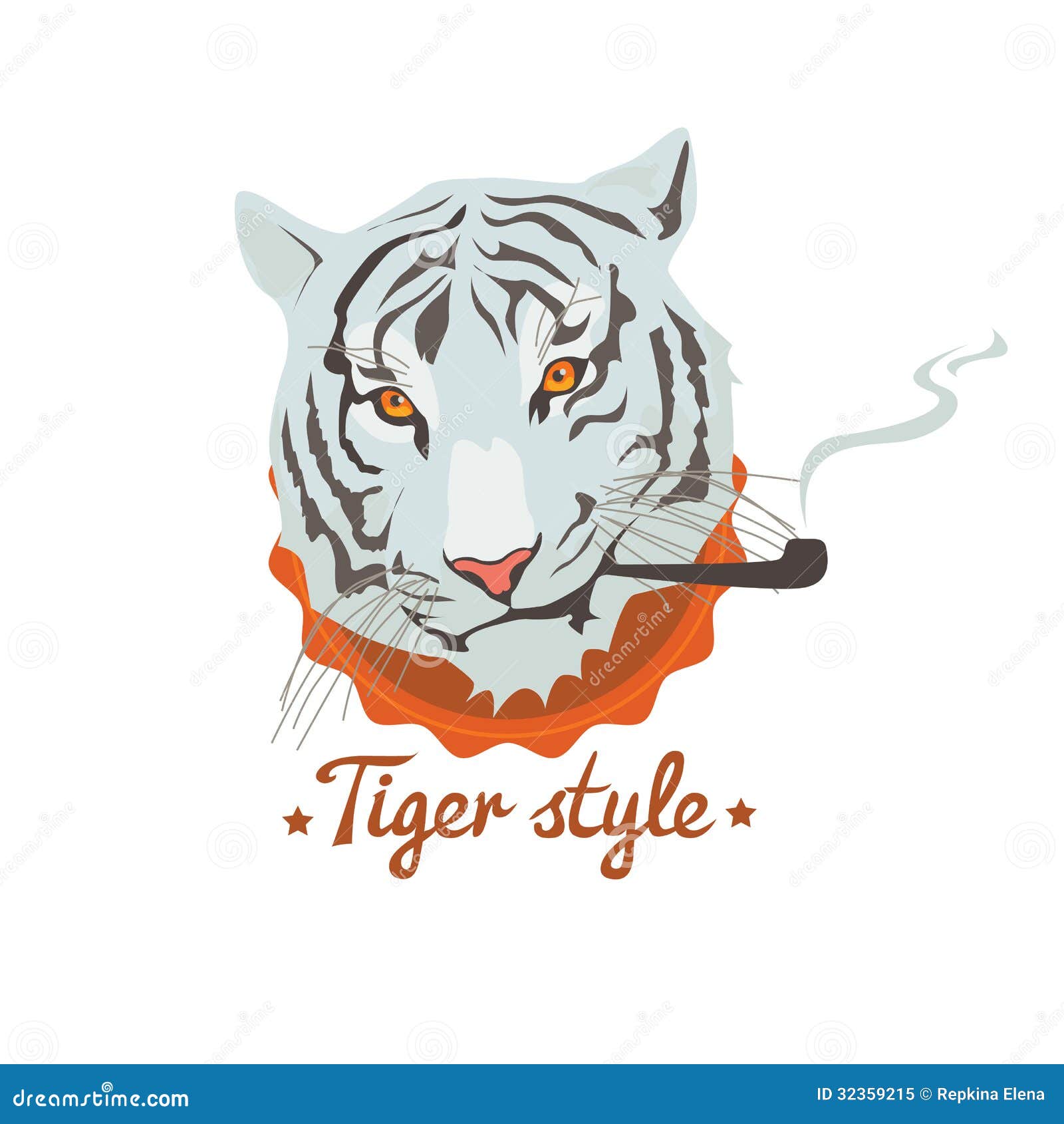Smoking tiger cartoon stock vector. Illustration of wild - 32359215