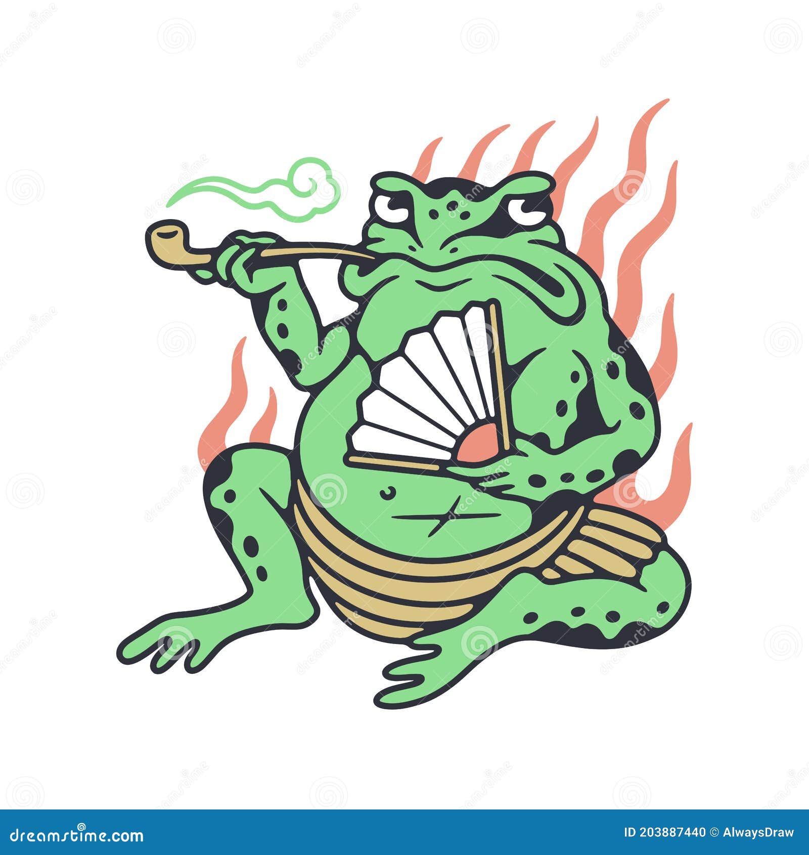 SMOKING TOAD with FAN COLOR WHITE Stock Vector - Illustration of ...