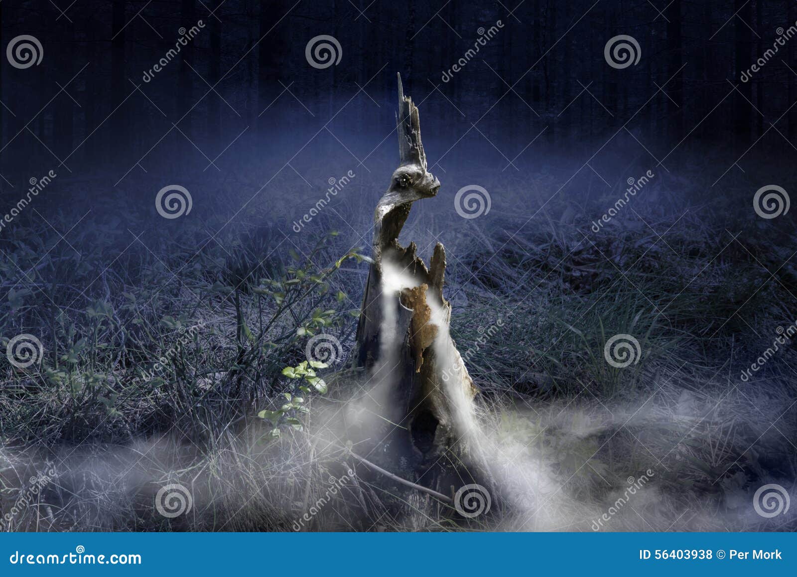 Smoking Troll Rabbit in Forest Twilight Stock Photo - Image of tree ...