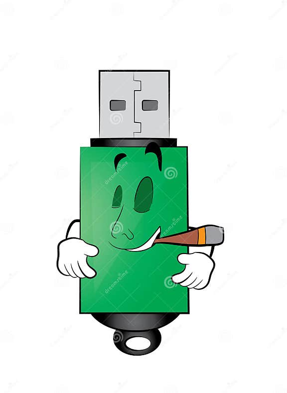 Smoking Usb Flash Drive Cartoon Stock Illustration - Illustration of ...