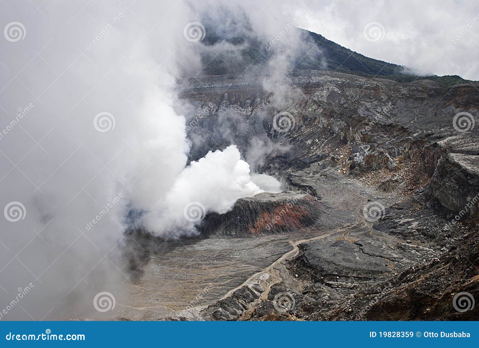 Smoking Volcano Crater in Costa Rica Stock Image - Image of geothermal ...
