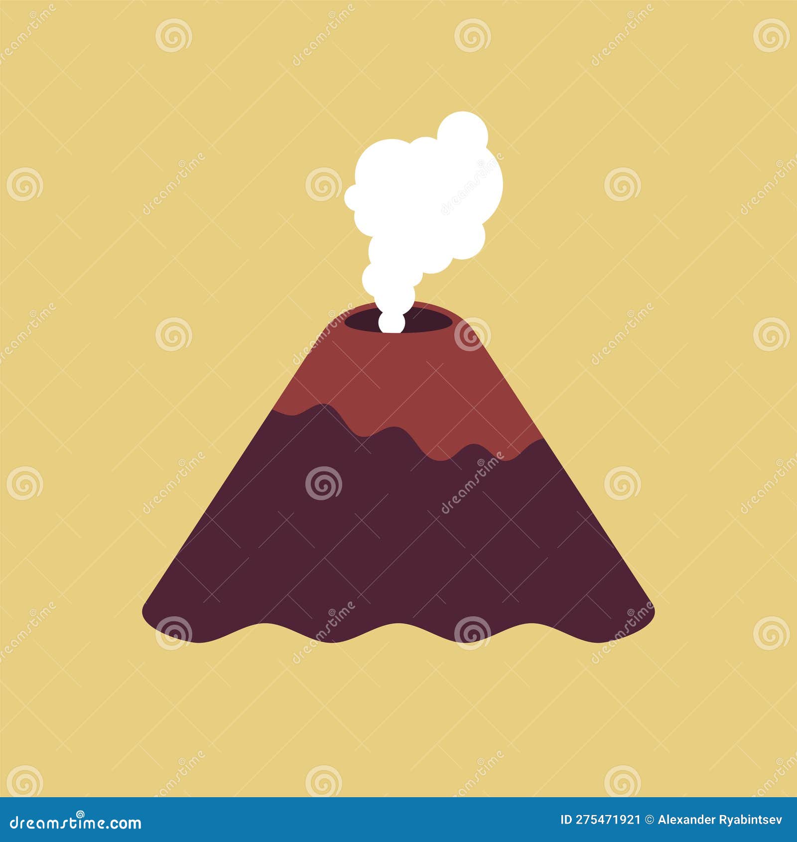 Smoking Volcano Flat Style Vector Illustration. Volcano Icon. Stock ...