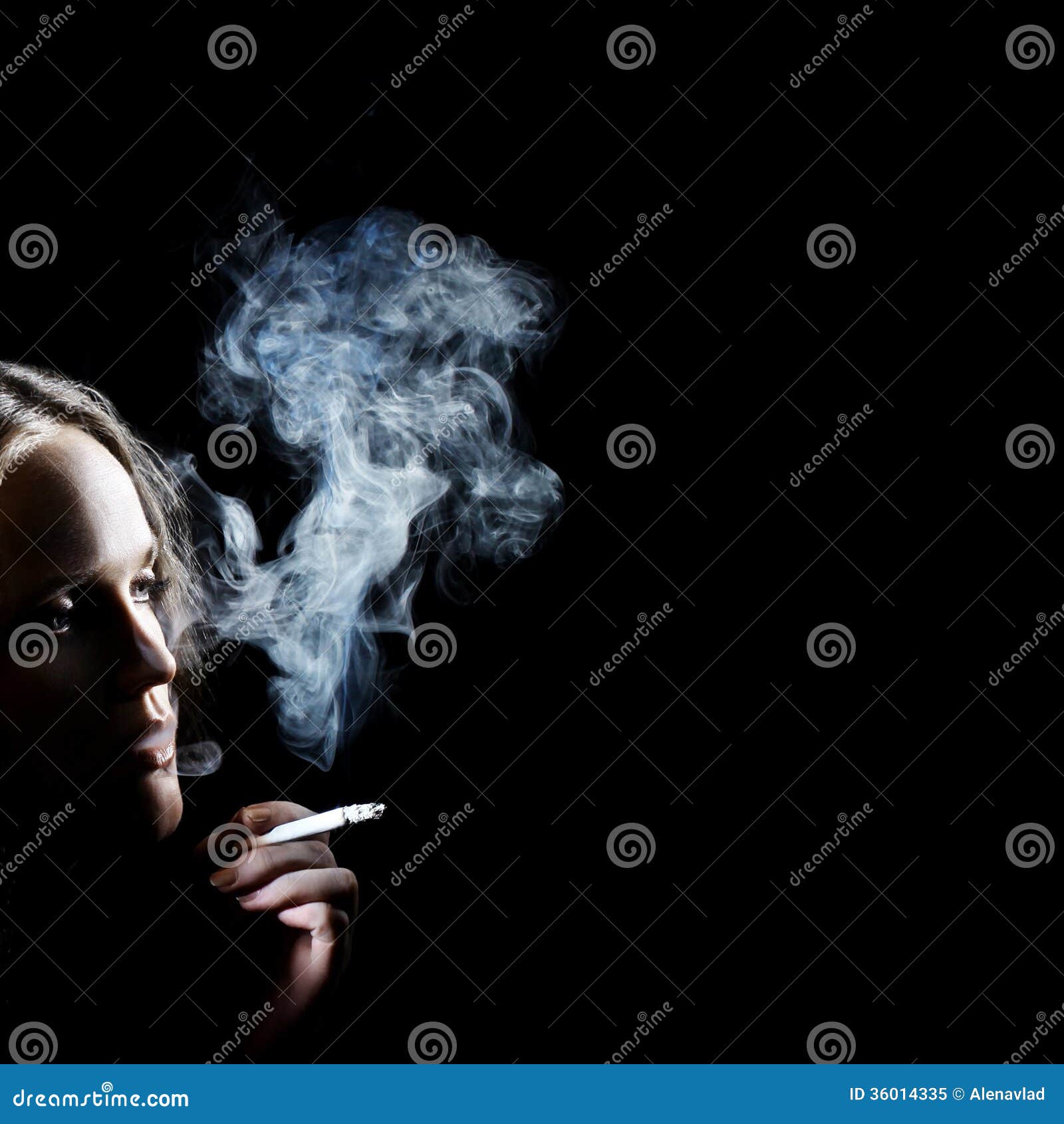 Smoking woman in darkness stock image. Image of darkness - 36014335