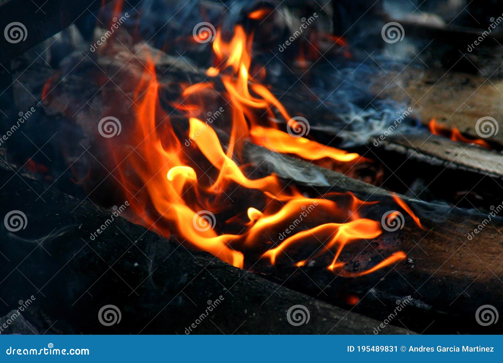 A Smoky Bonfire in Which the Flames of the Fire Stand Out Stock Image ...