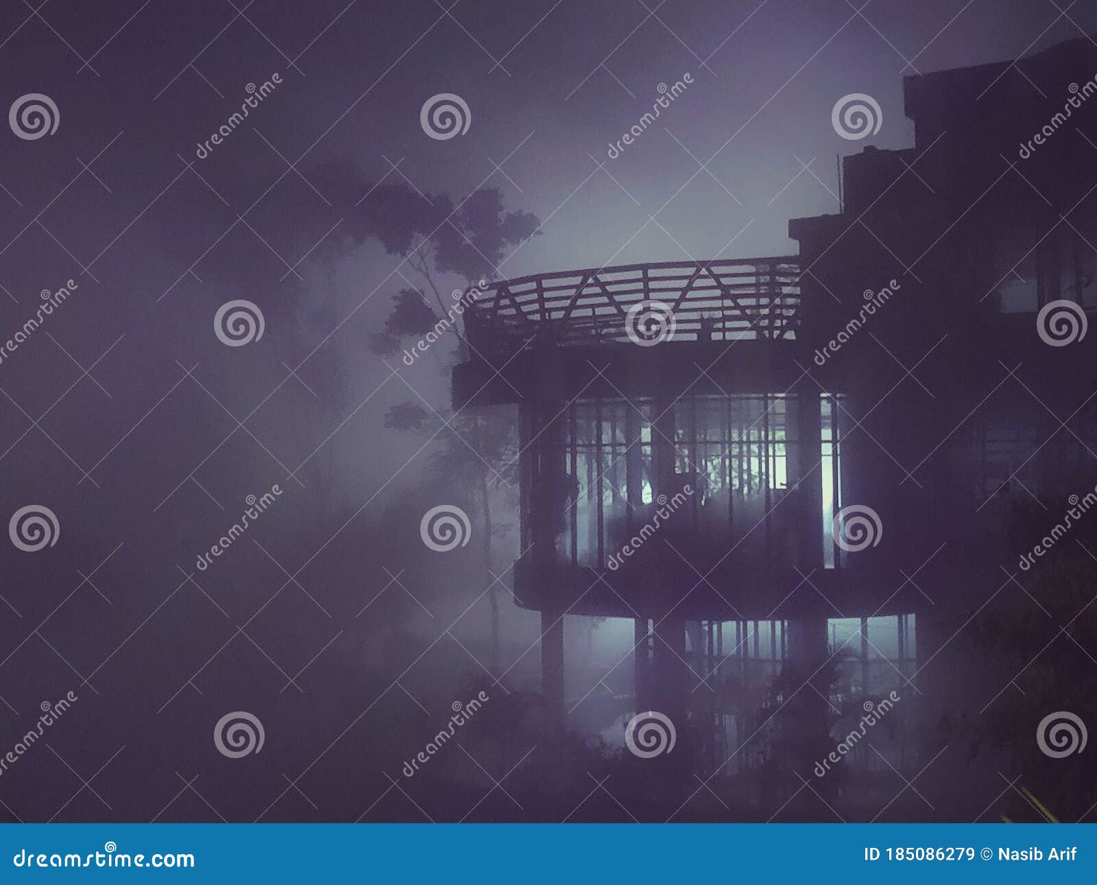 Smoky Building in Night stock image. Image of night - 185086279