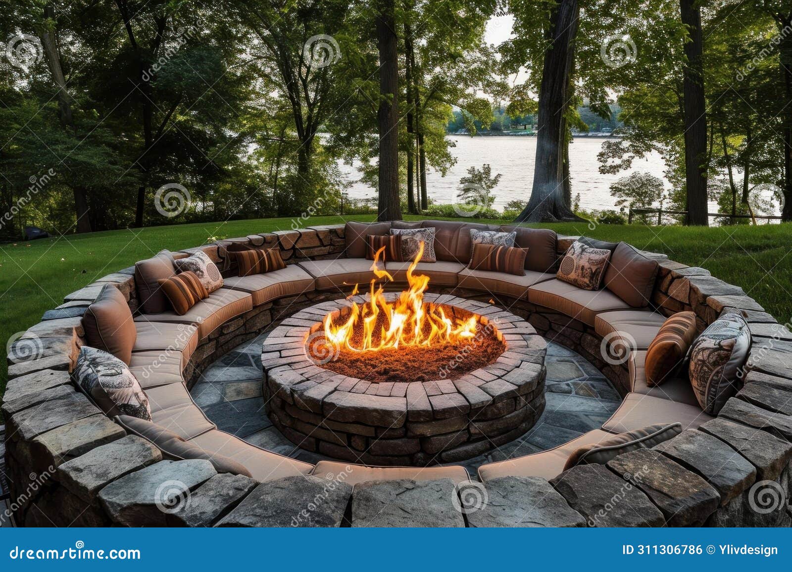 Smoky Fire Pit Outdoor. Generate Ai Stock Photo - Image of design ...