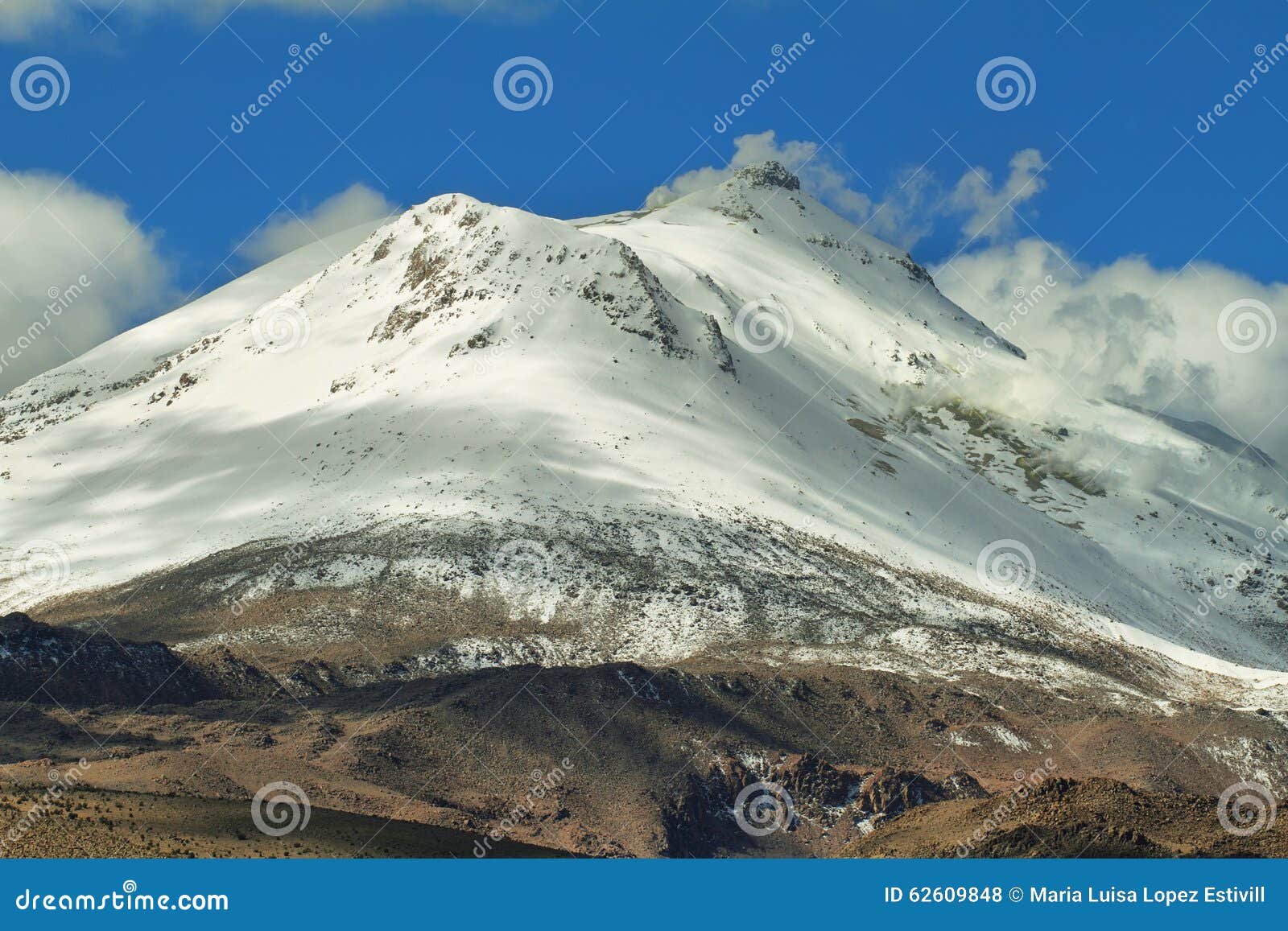 Smoky Guallatire volcano stock photo. Image of landscape - 62609848