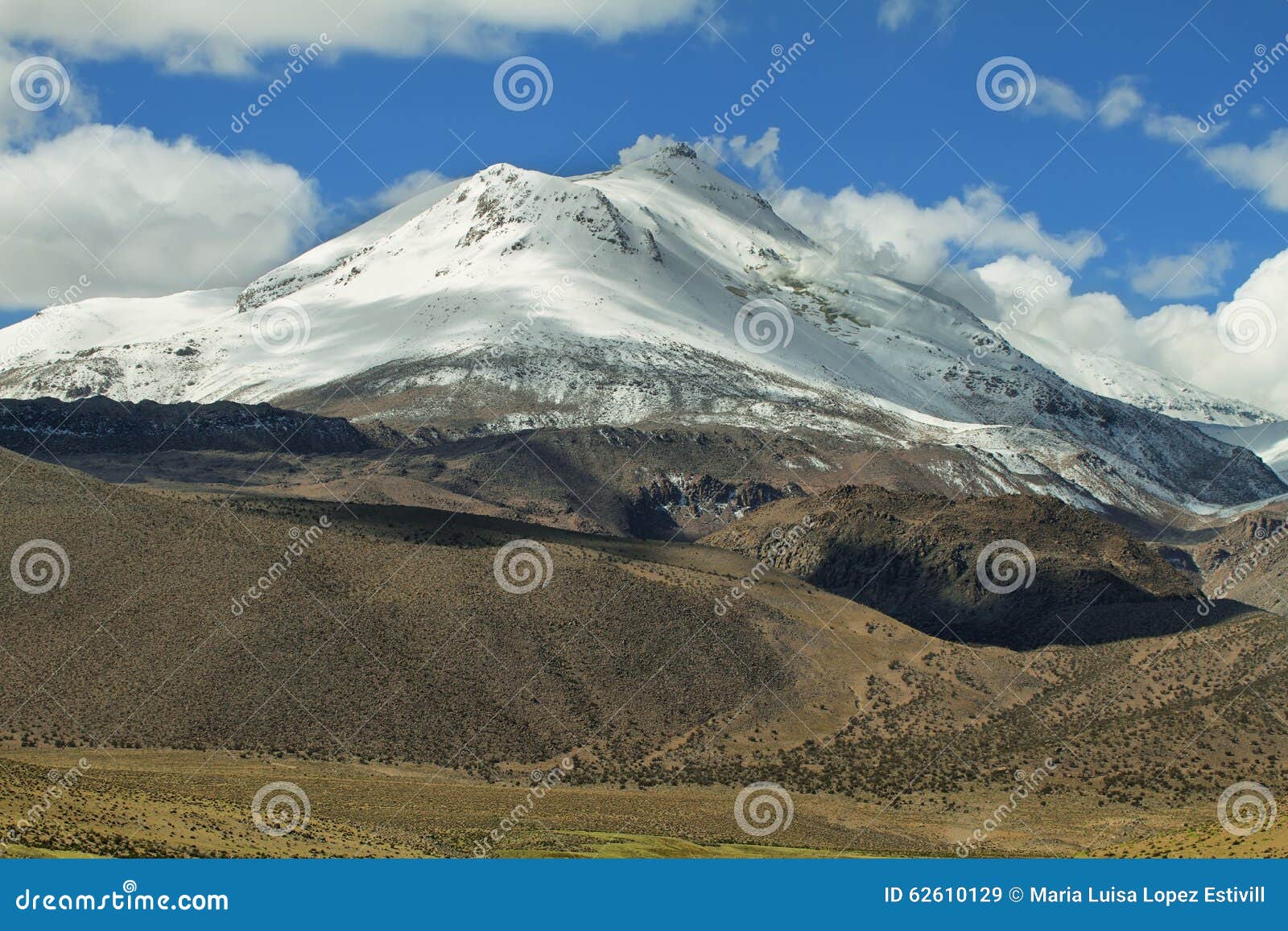 Smoky Guallatire volcano stock image. Image of fumarole - 62610129