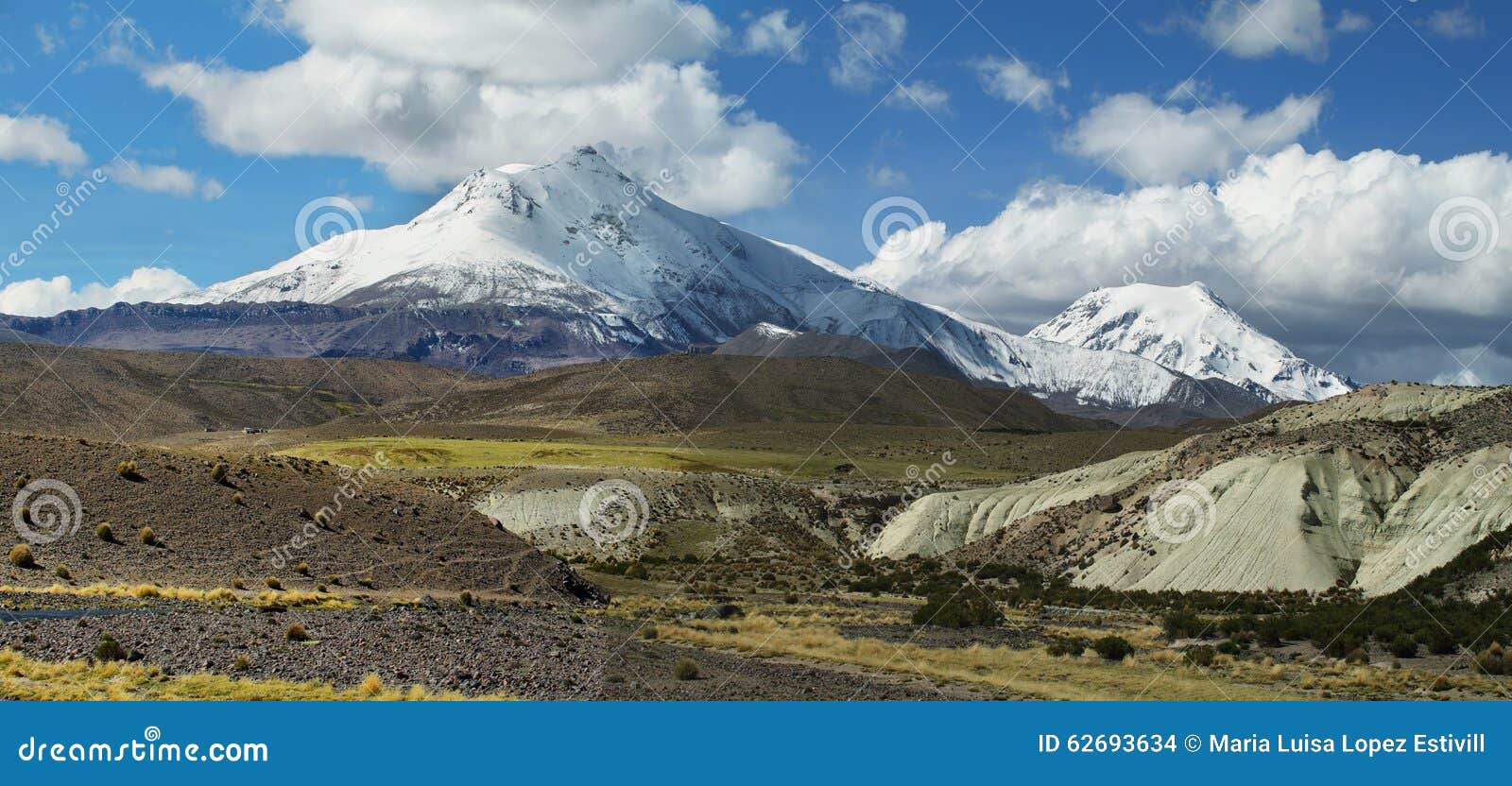 Smoky Guallatire volcano stock photo. Image of baths - 62693634