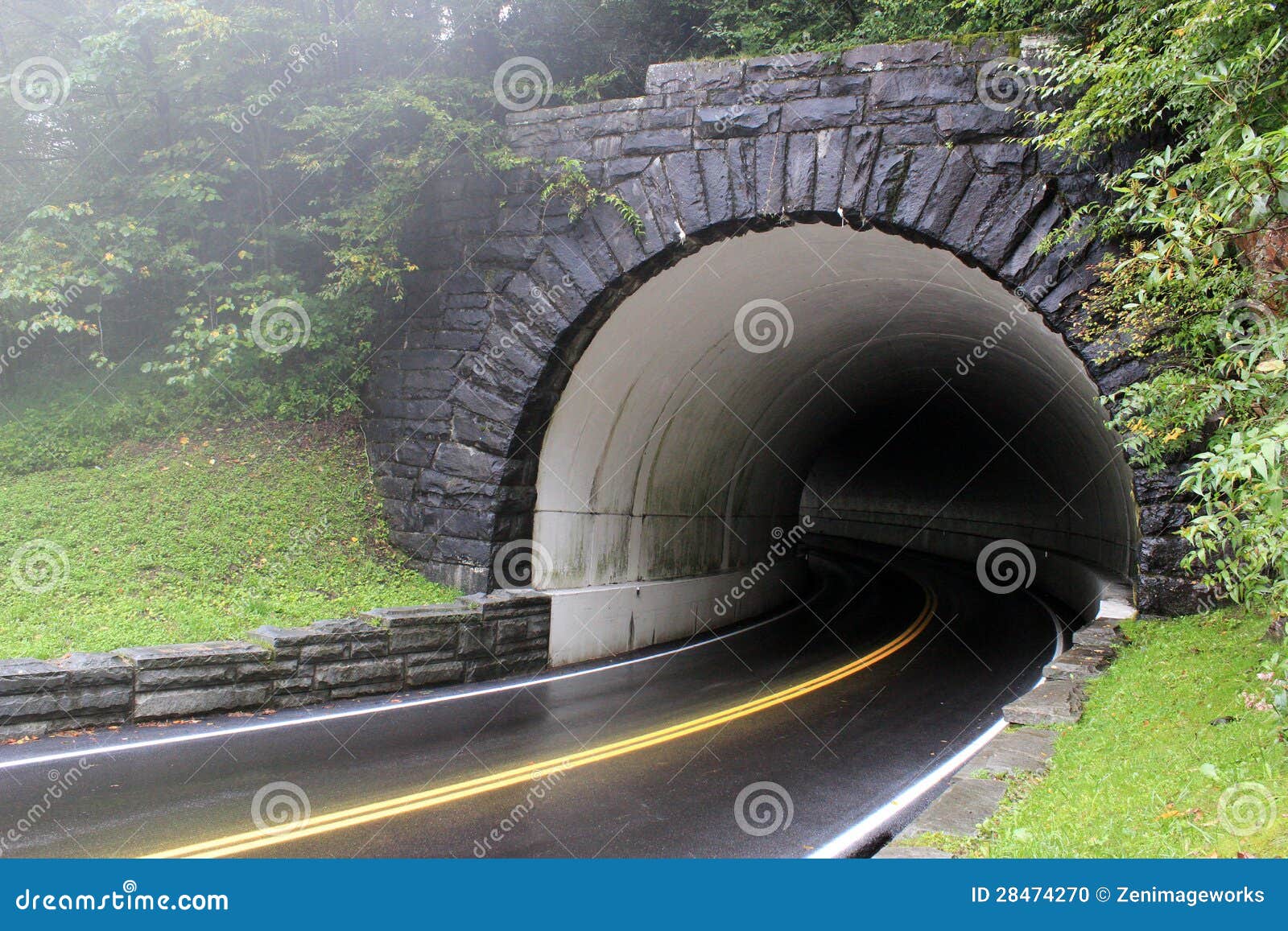 Smoky Mountain Tunnel stock photo. Image of smoky, road - 28474270