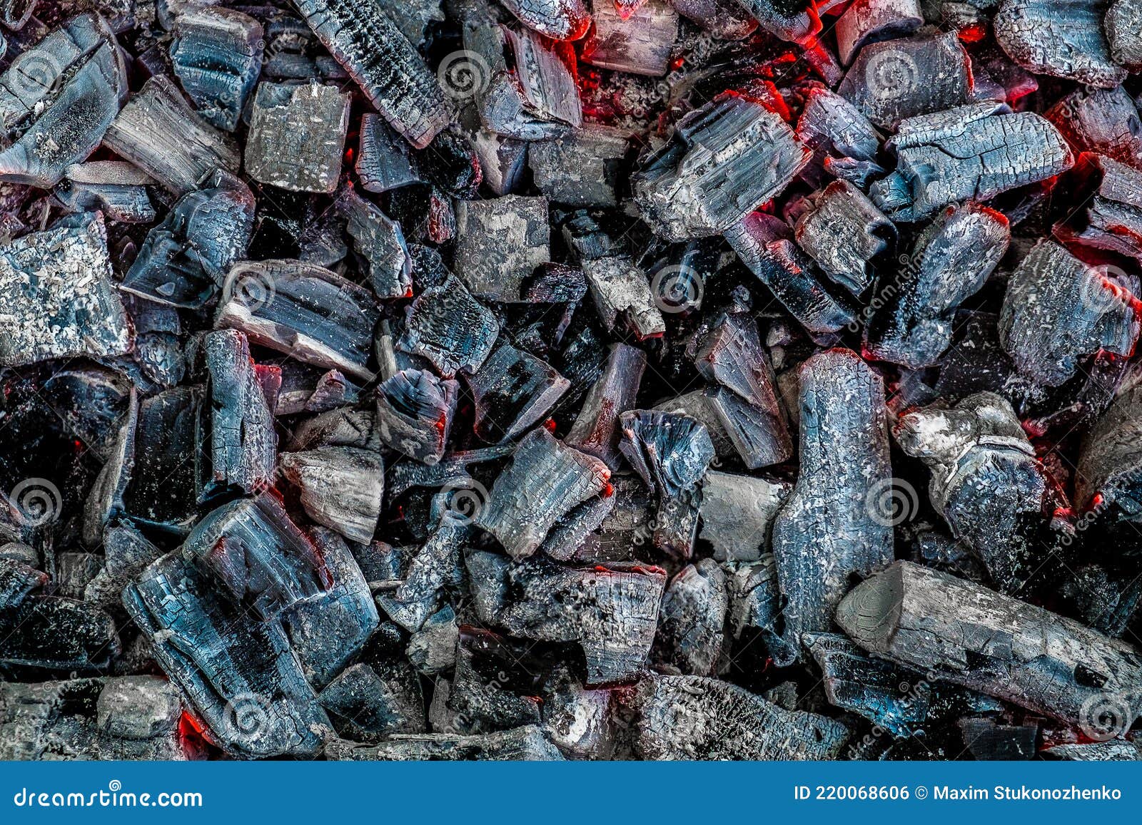 Hot Charcoal Background. Remains Of A Fire In The Form Of Smoldering ...