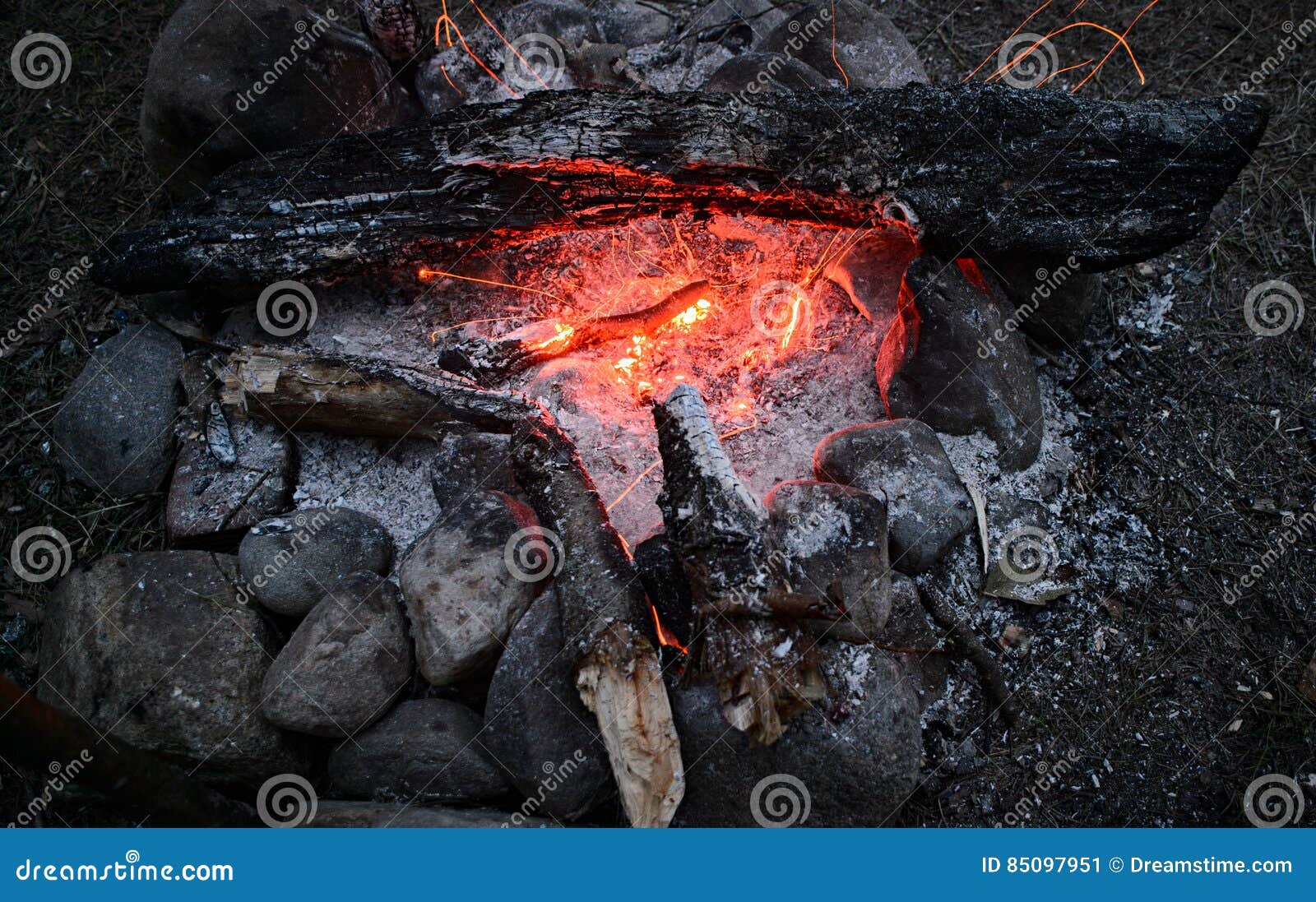 Smoldering Ashes of a Bonfire. Stock Image - Image of fiery, natural ...