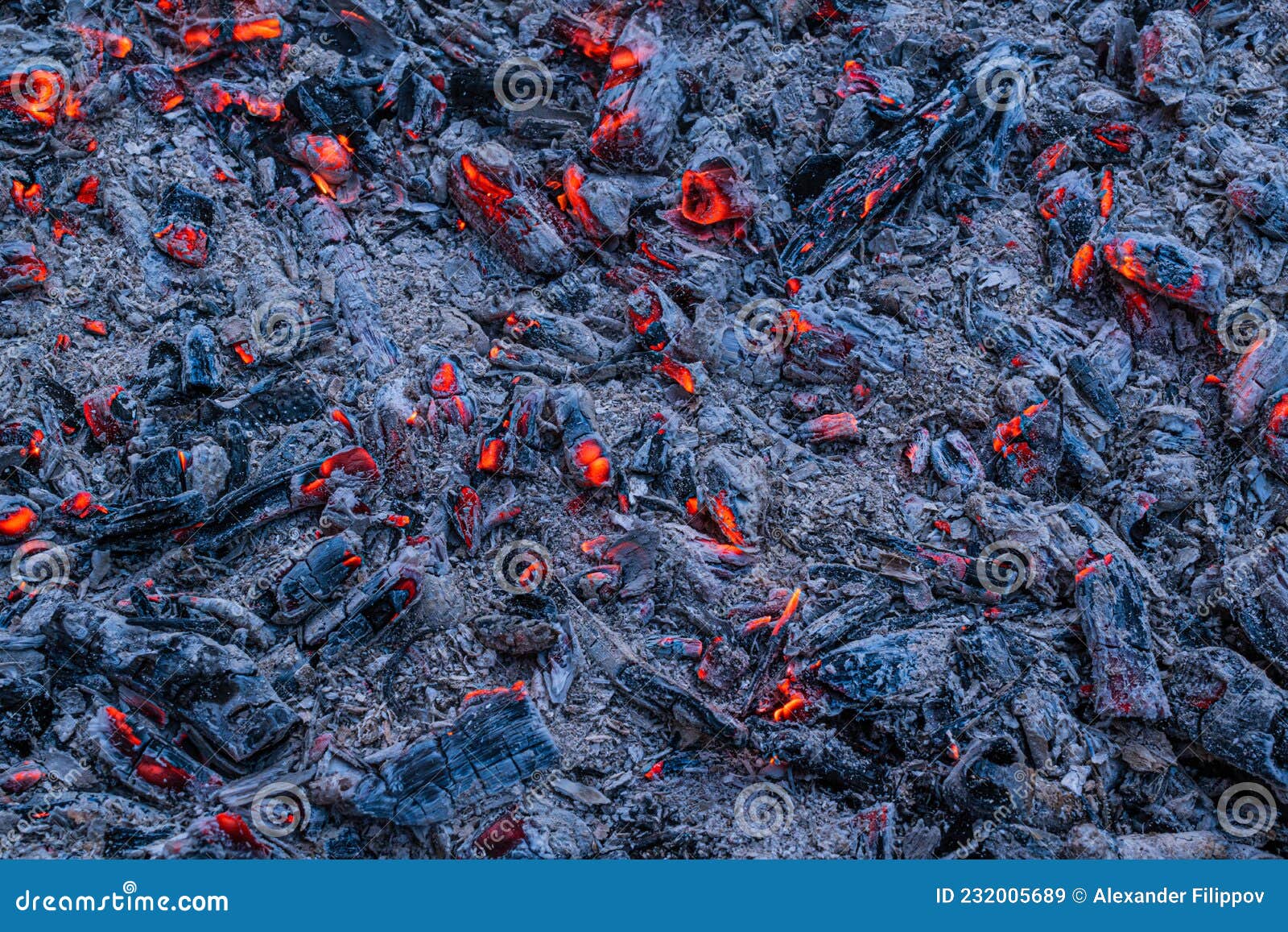 Smoldering Charcoal and Ash after a Burnt Fire Stock Image - Image of ...