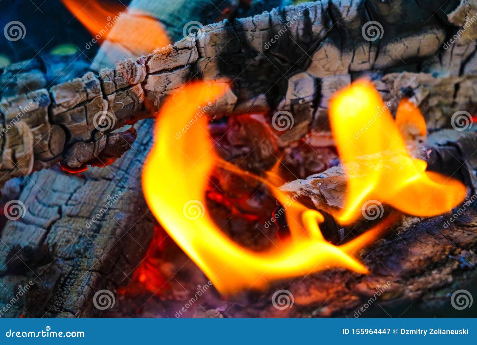 Fading Embers From A Wood Burning Fire At Night. Stock Image ...