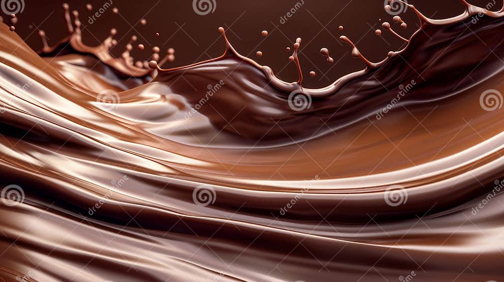 Smooth Brown Chocolate Liquid Waves Creating Splash Effects Stock Photo ...