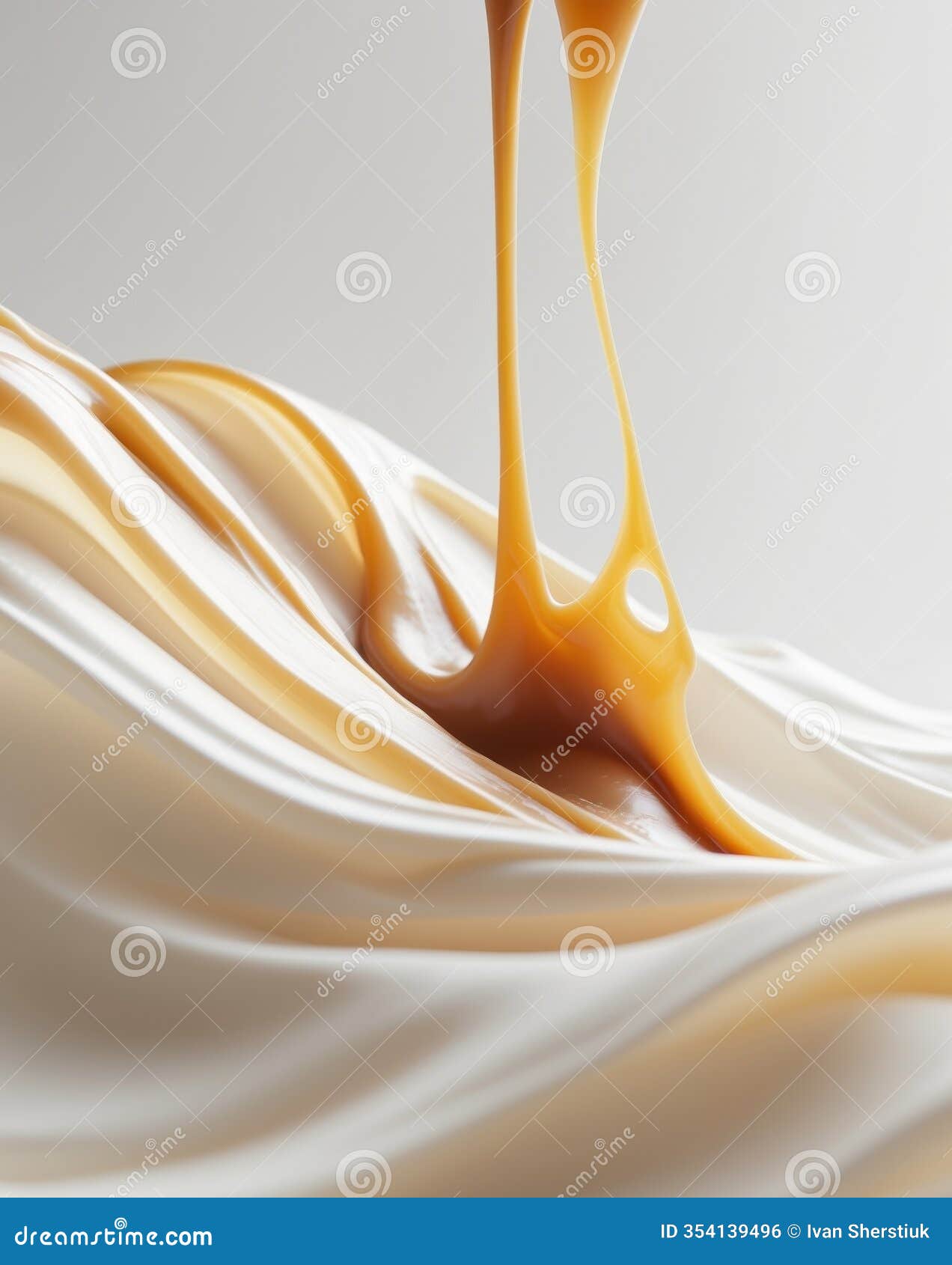 Smooth Caramel Pouring with Swirls and Waves Texture Stock Photo ...