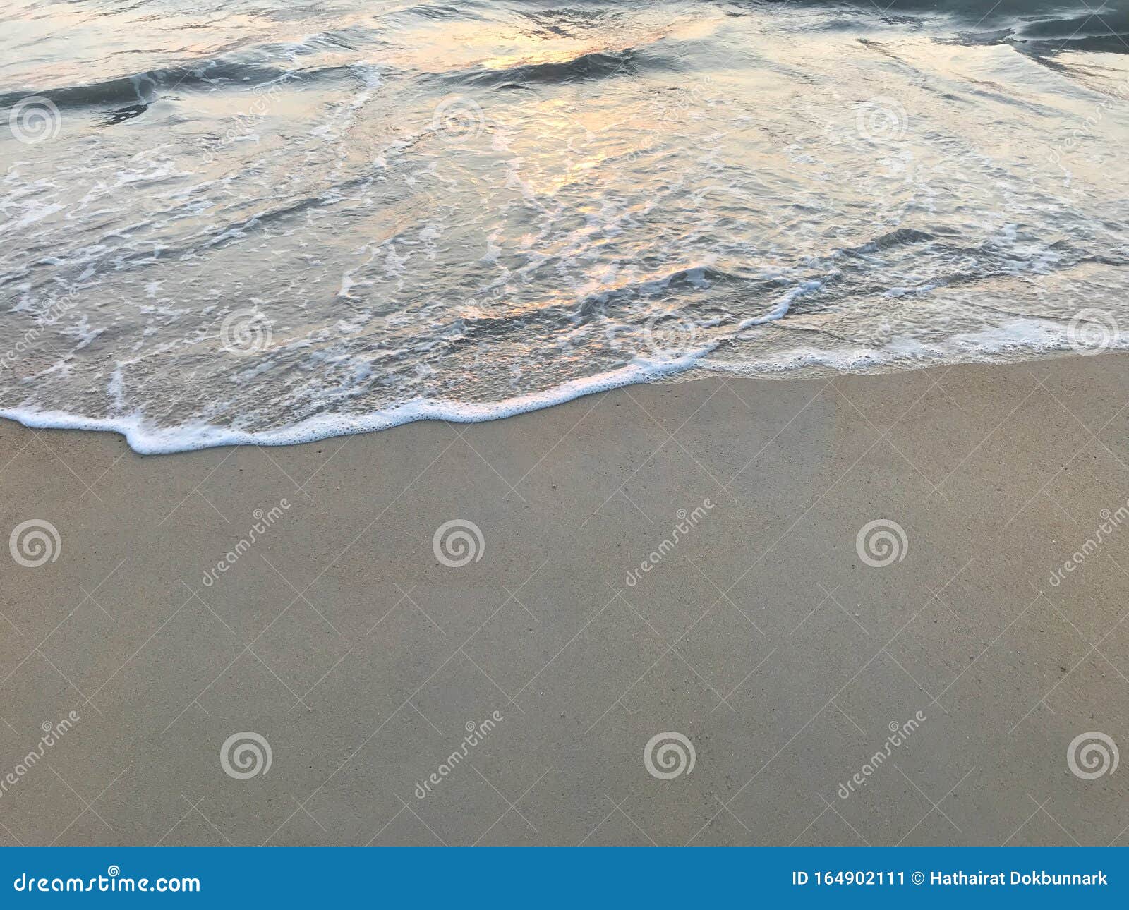 Smooth and Clear Sand Beach with Sea White Bubble Wave Stock Image ...