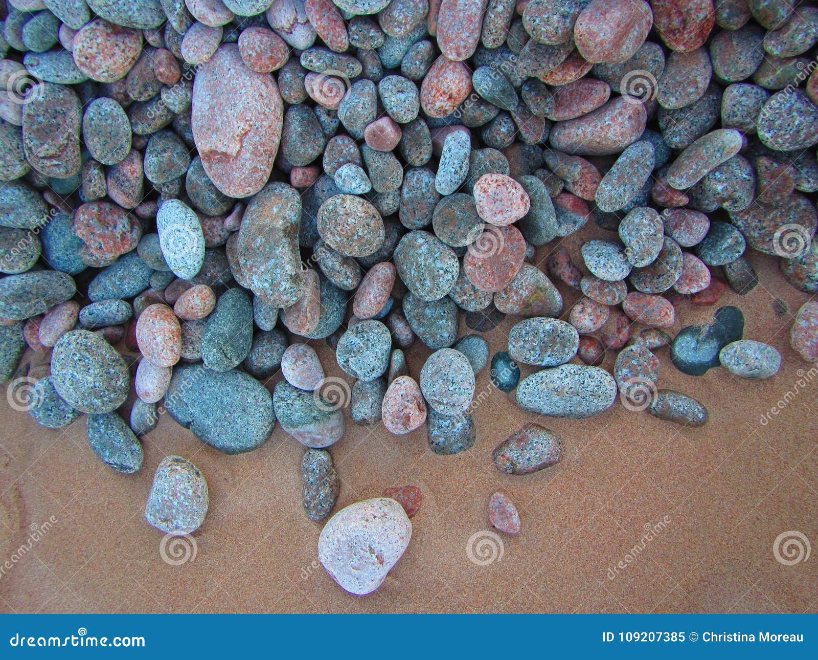 Smooth Colourful Stones and Sand Stock Image - Image of sand, blue ...