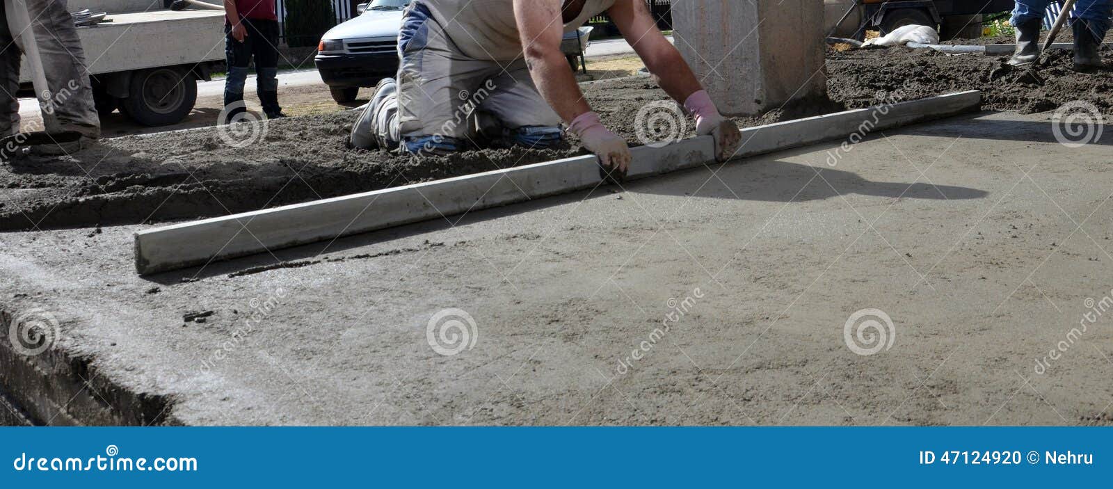 Smooth Concreting the Floor Stock Photo - Image of paving, home: 47124920
