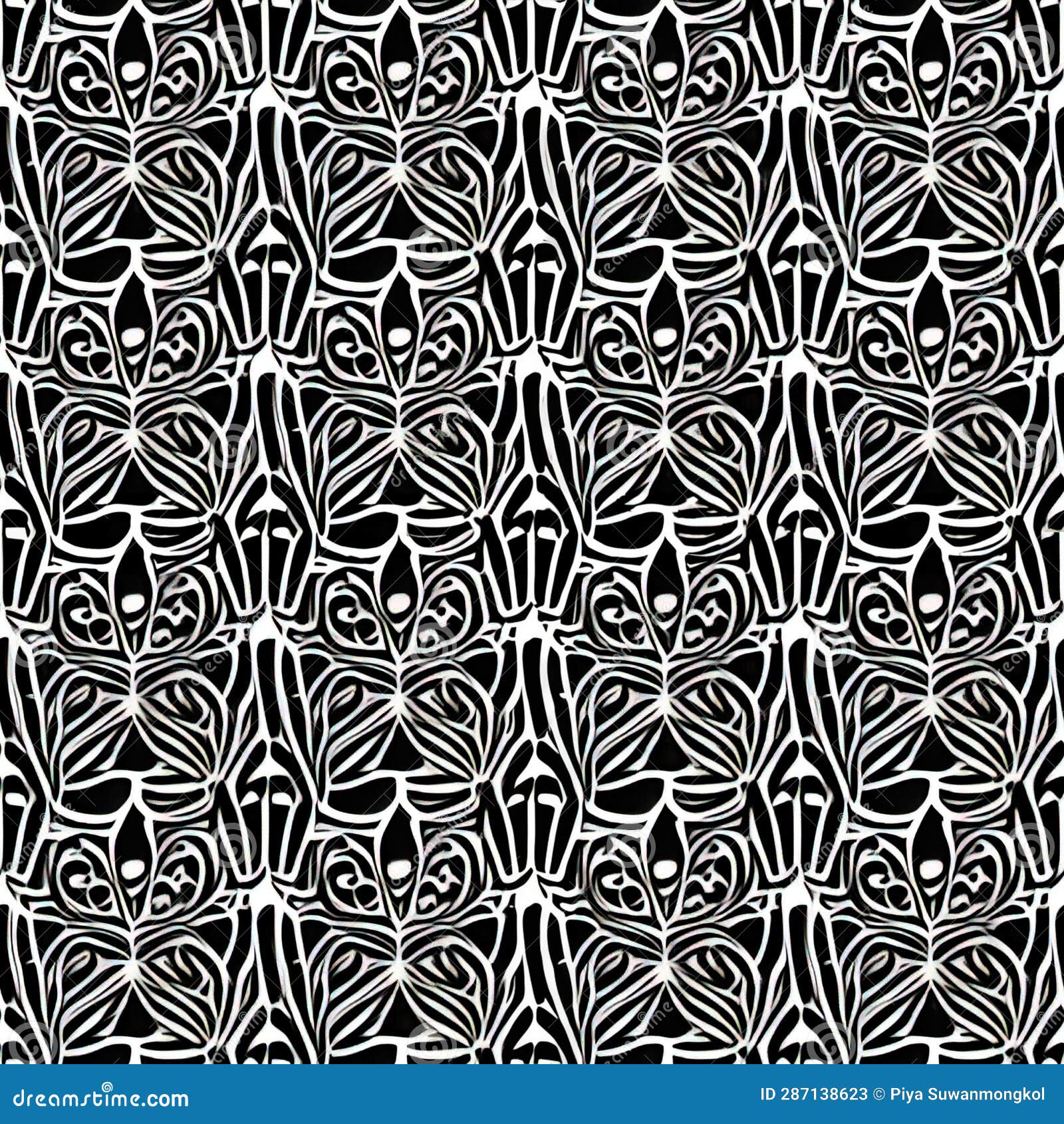 A Smooth, Continuous Line Work in Black and White. Stock Illustration ...